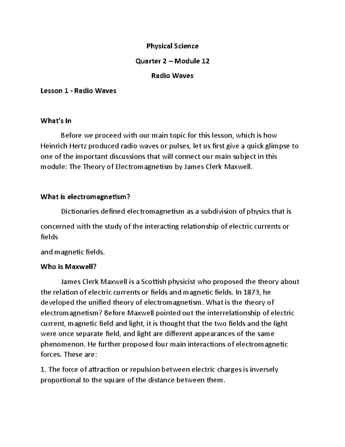 Physical Science - Radio Waves - Physical Science Quarter 2 – Module 12 ...