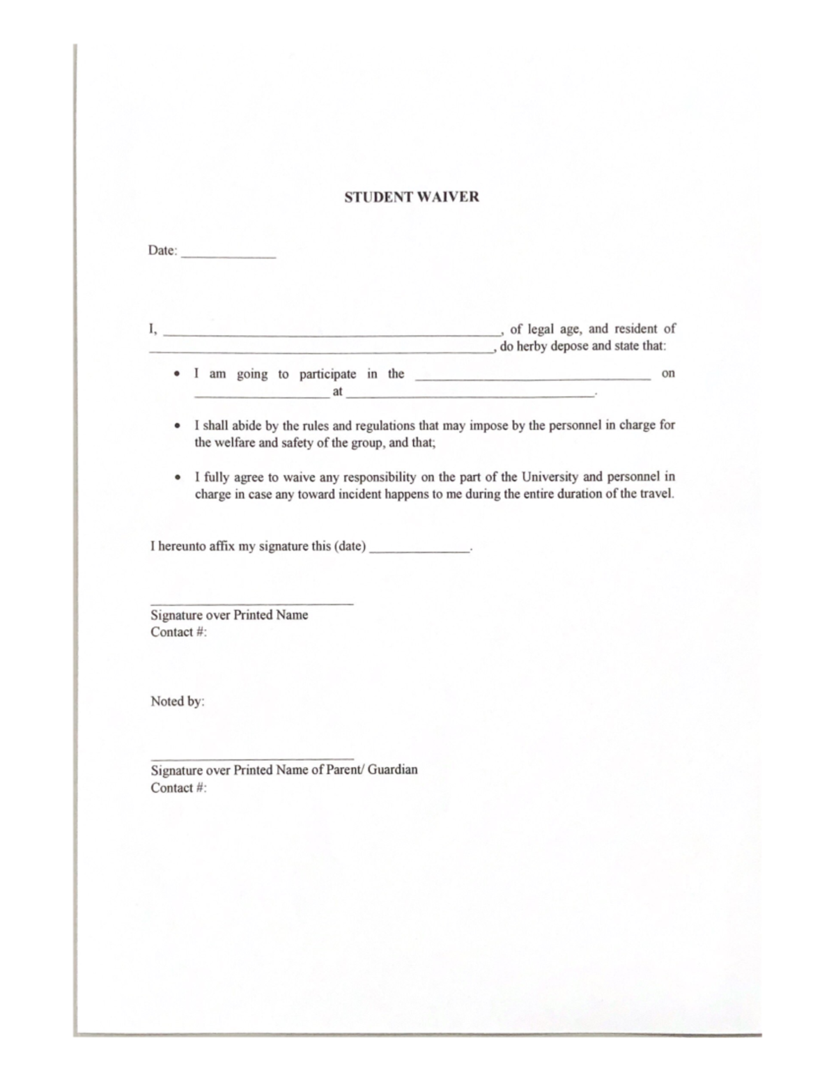 Student- Waiver - Kkthjs will help you - Business Administration - Studocu