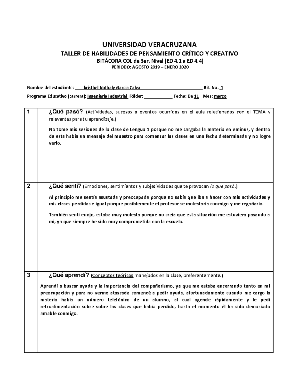 Act03 Formato de bitacora COL de tercer nivel - UNIVERSIDAD VERACRUZANA ...