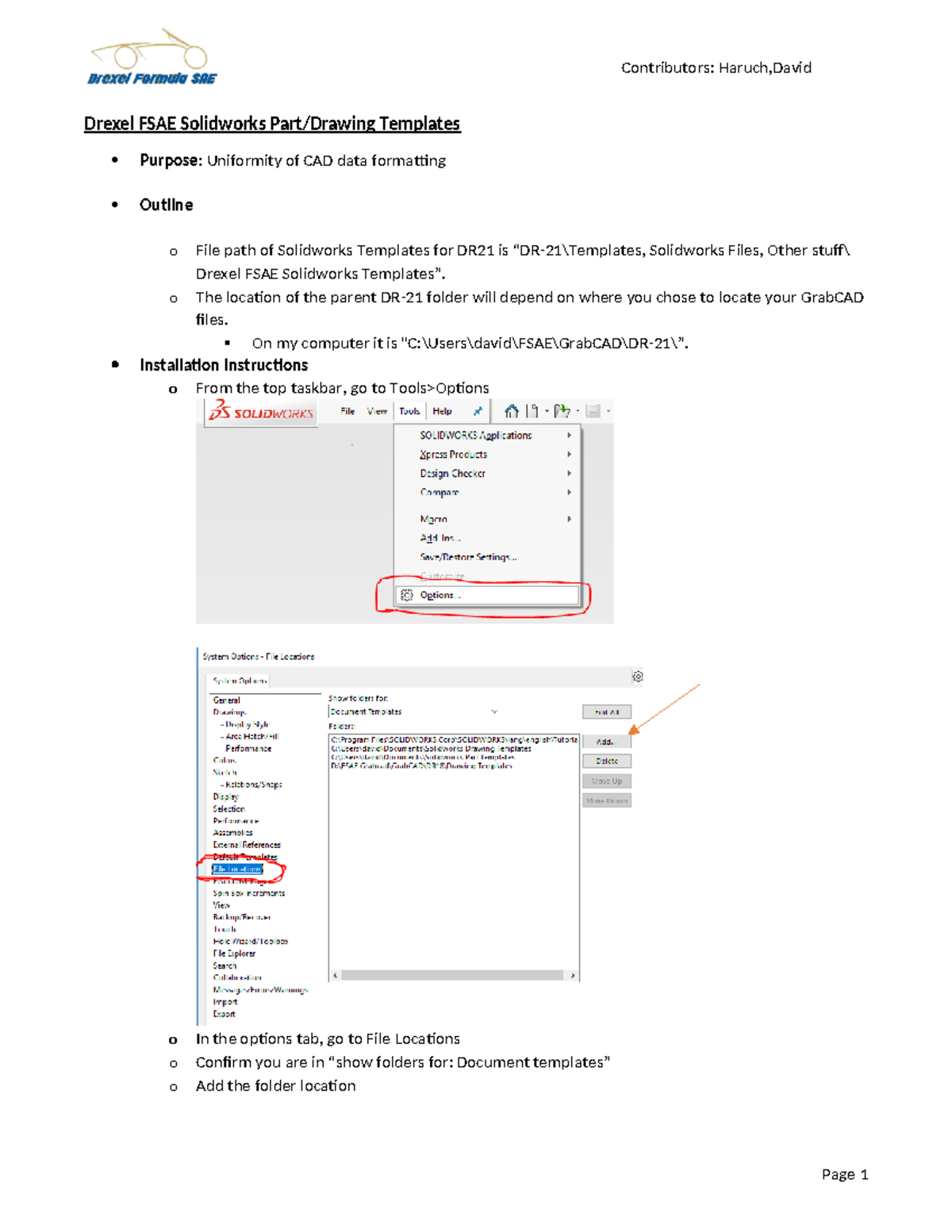 Drexel FSAE Solidworks Templates Instructions - Drexel FSAE Solidworks ...