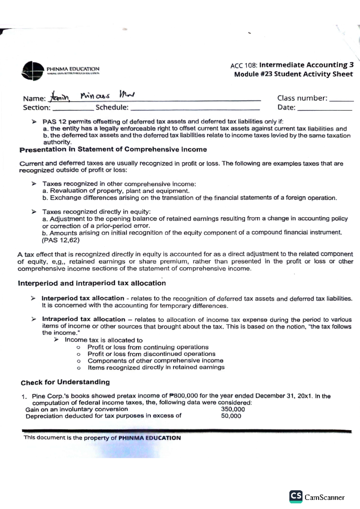 Income-taxes-part3 - Notes - BS Accountancy - CamScanner - Studocu