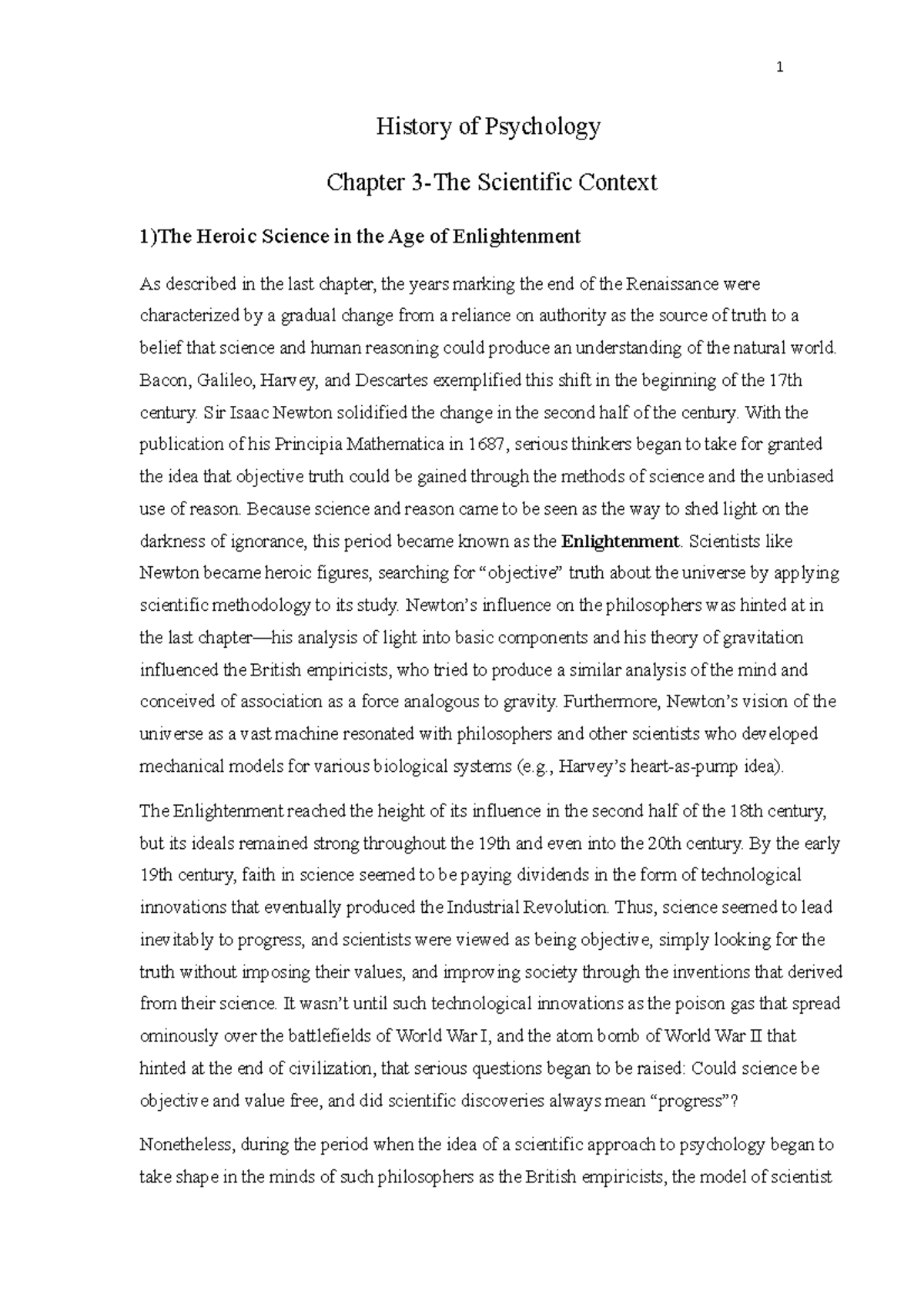 History of Psychology - summary of lecture - History of Psychology ...