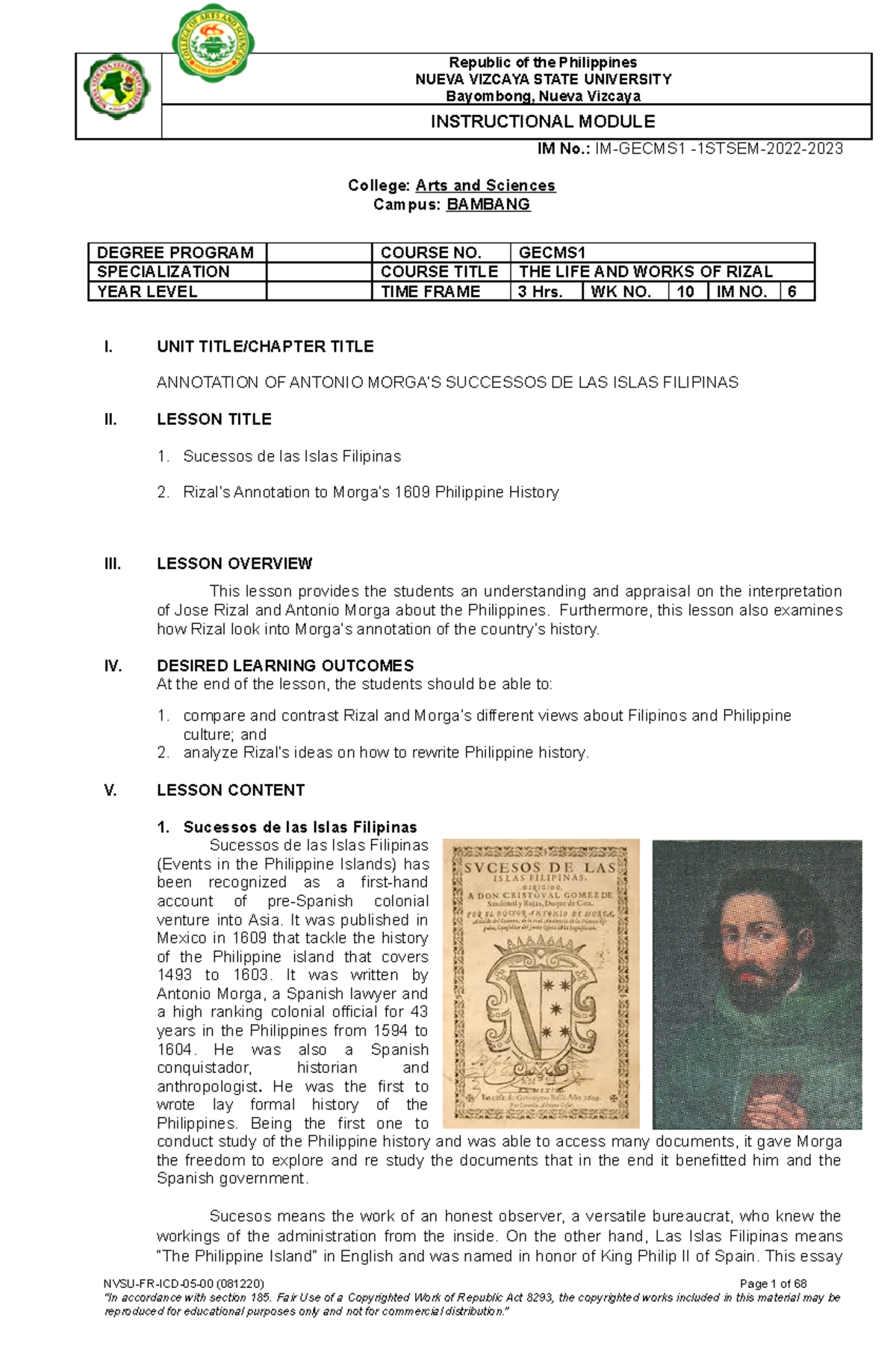 The Life and Works of Rizal Module Finals - NUEVA VIZCAYA STATE ...