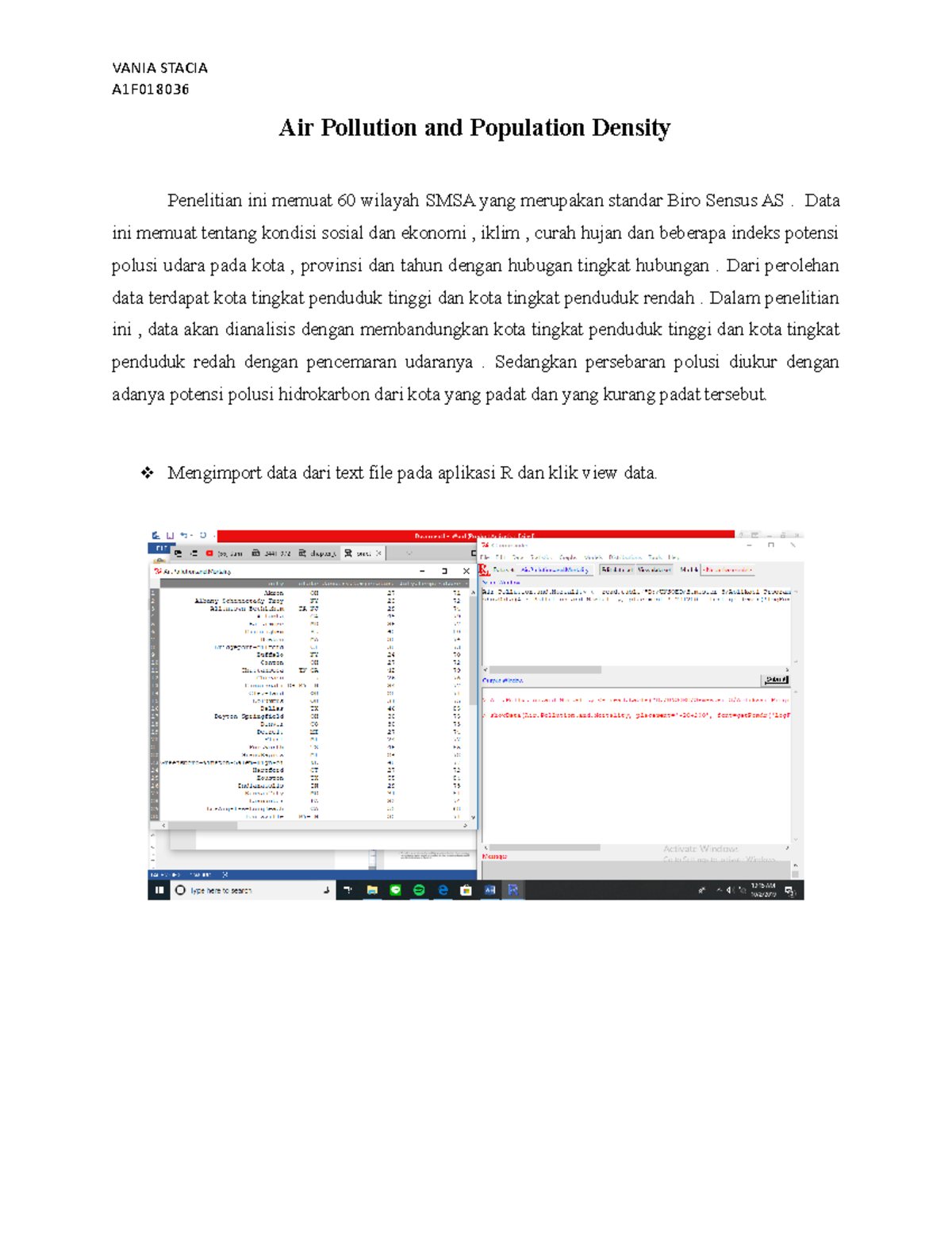 APLIKASI PROGRAM PENGOLAHAN DATA (AAPD) Practical 03. Air Pollution and Population Density - Studocu