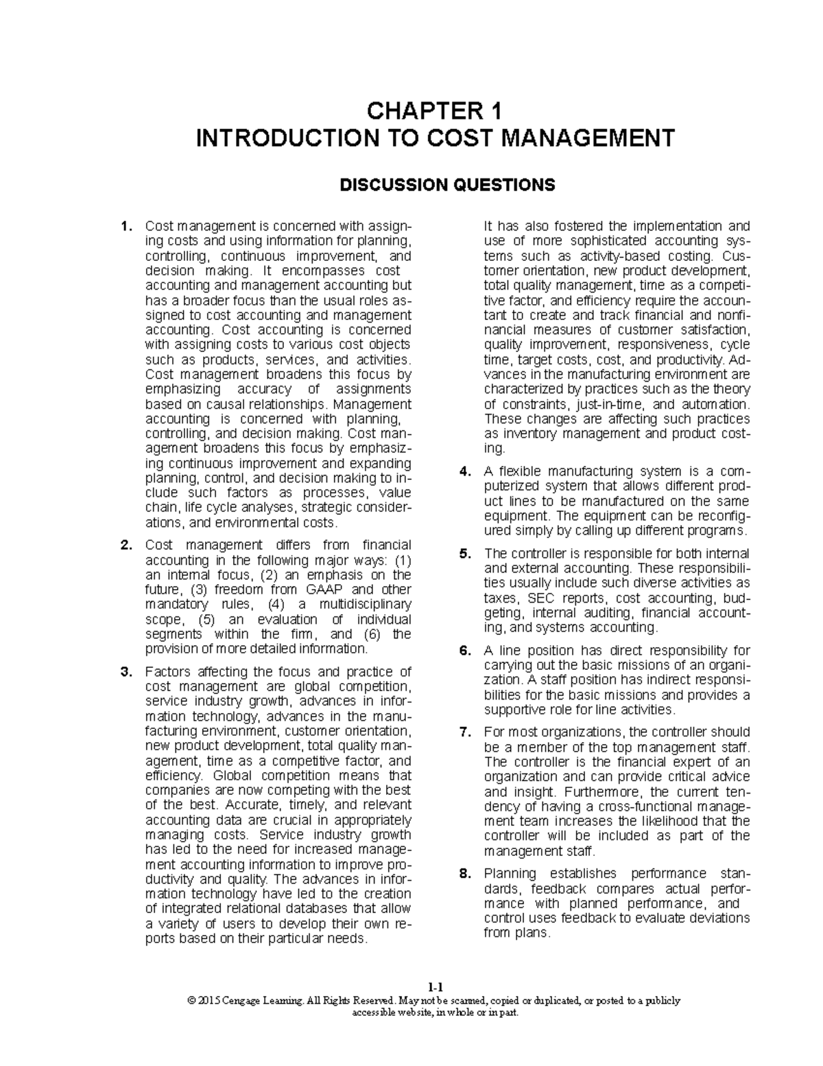 HMCost 3e SM Ch01 - Goodluck - CHAPTER 1 INTRODUCTION TO COST ...
