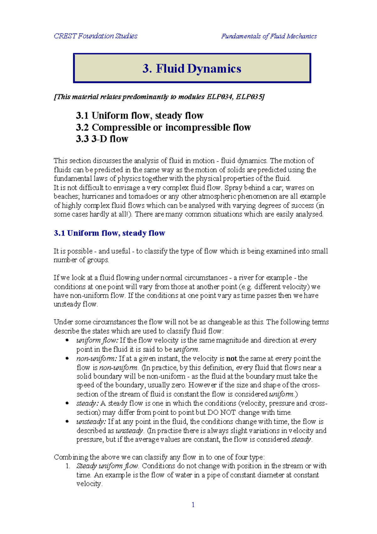 Fluid Mechanics 3 - STUDY HARD - CREST Foundation Studies Fundamentals ...