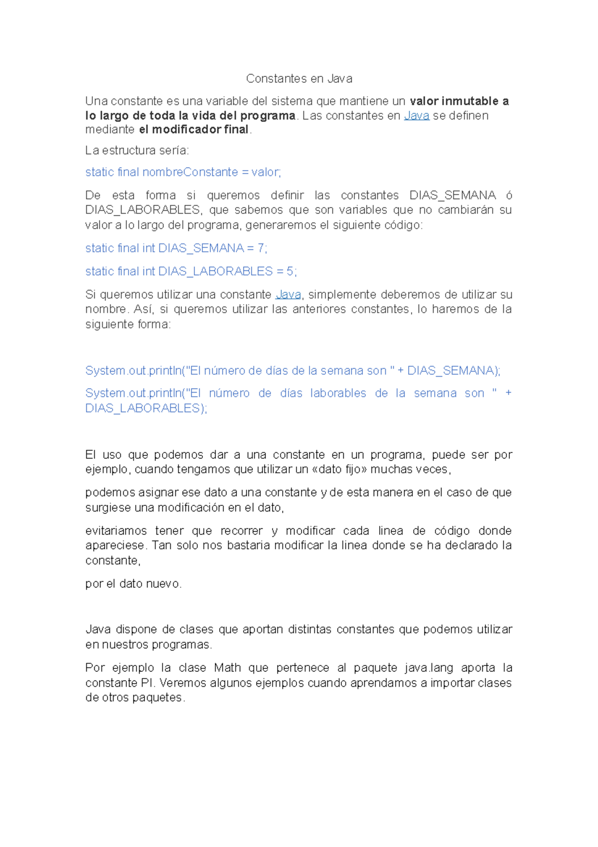 Constantes en Java Sebastian Ortega - Constantes en Java Una constante ...