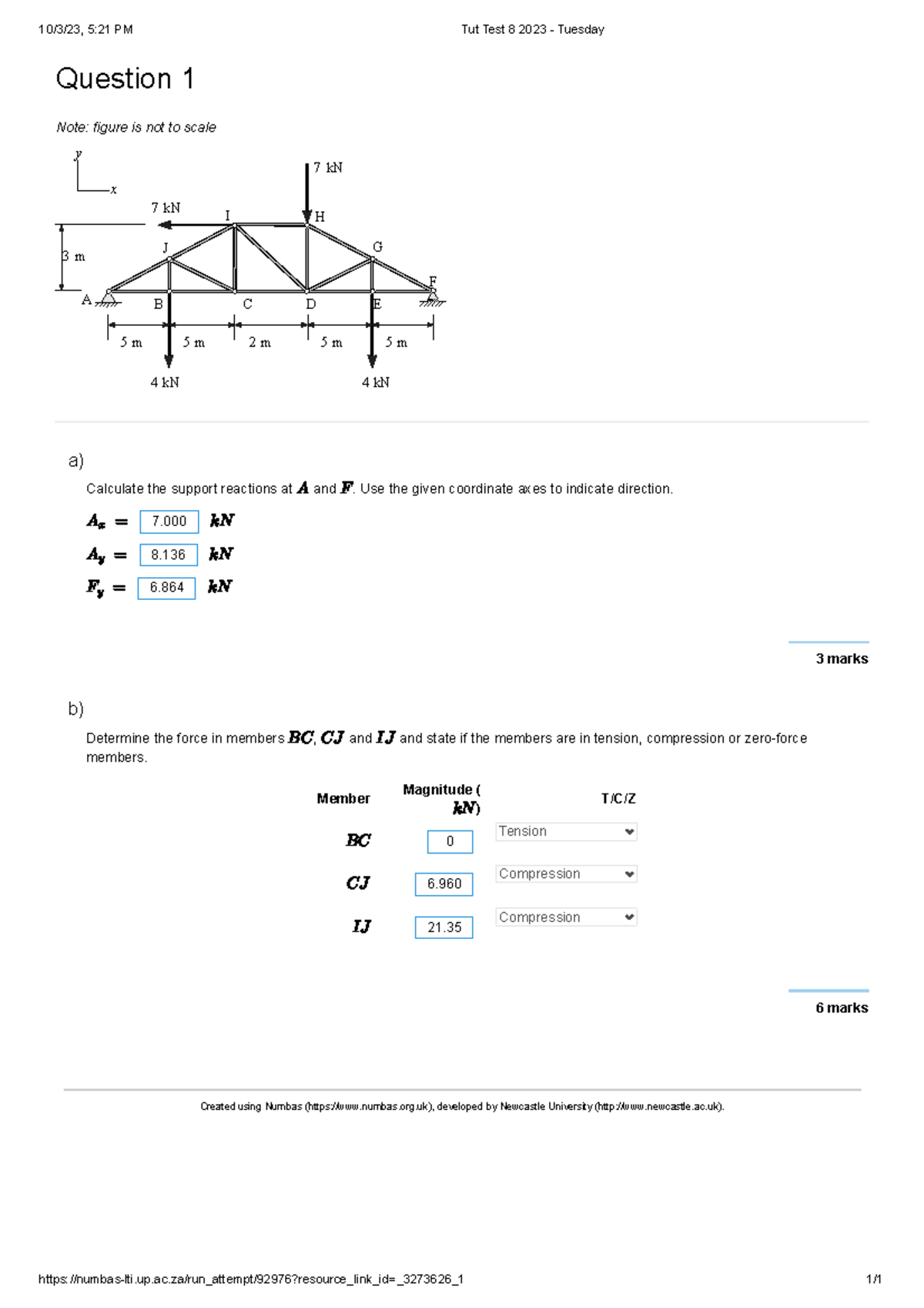 Tut Test 08 - Tues - Tutorial Test 8 - 10/3/23, 5:21 PM Tut Test 8 2023 ...