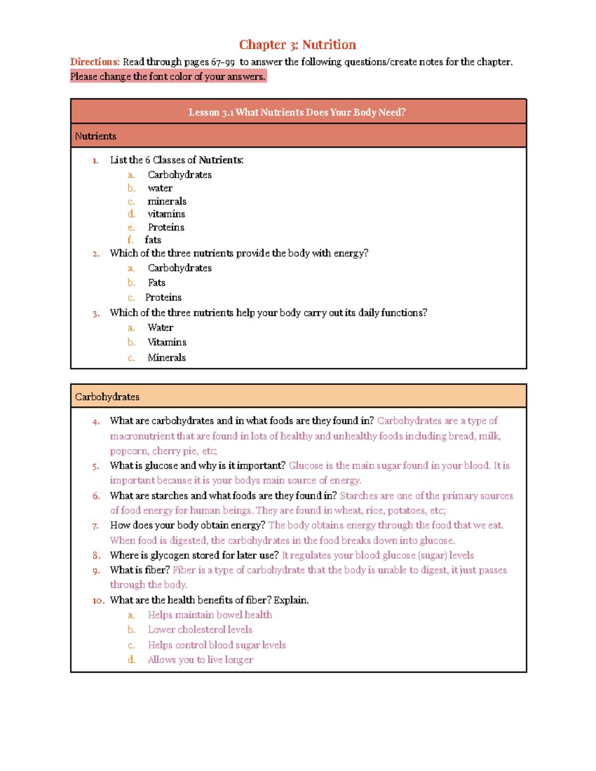 Christina Curry - Chapter 3 Nutrition Notes Outline - 4602854 ...