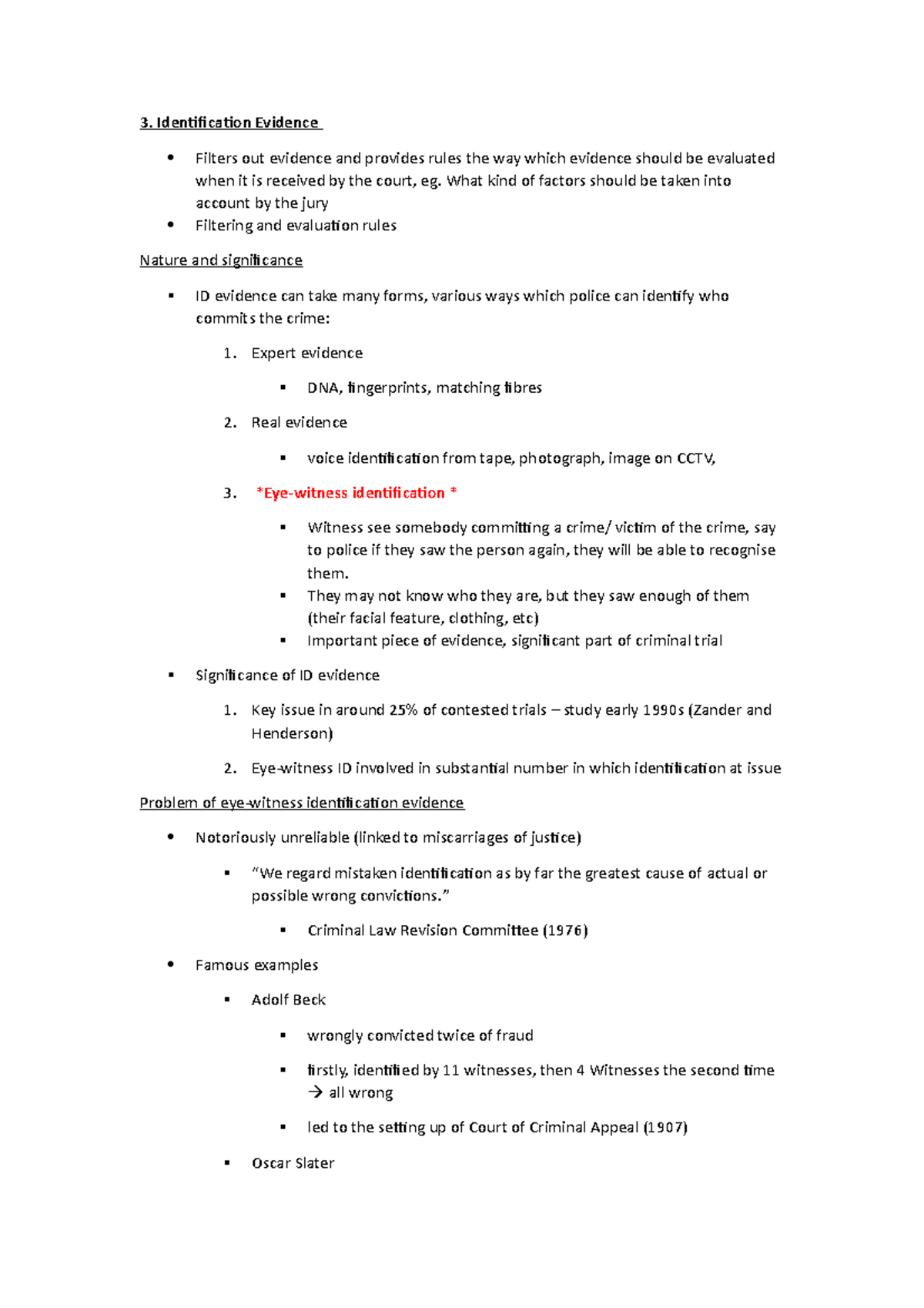 3. identification evidence - 3. Identification Evidence Filters out ...