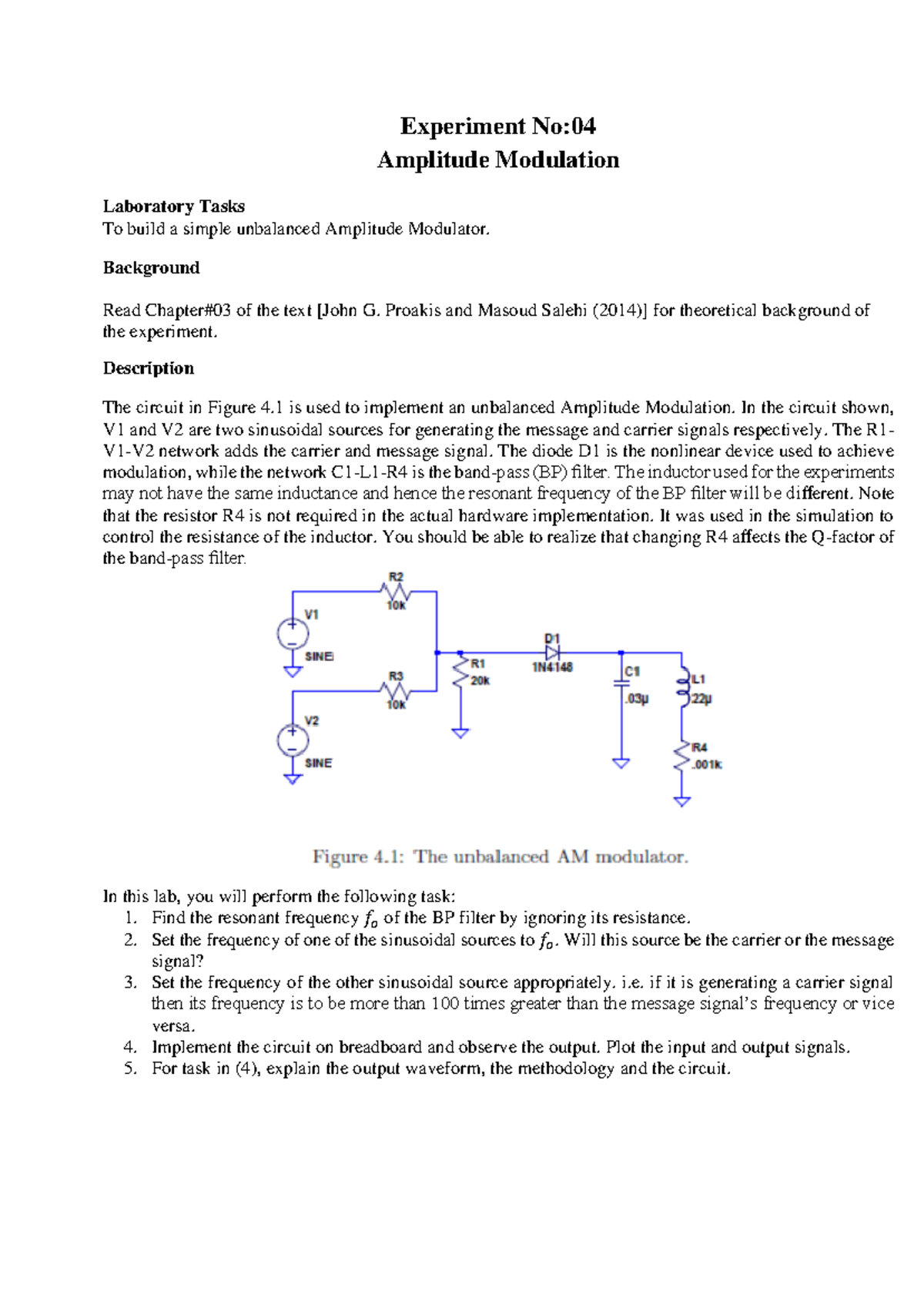 EE-322L ADC Experiment No 4 - Experiment No: Amplitude Modulation ...