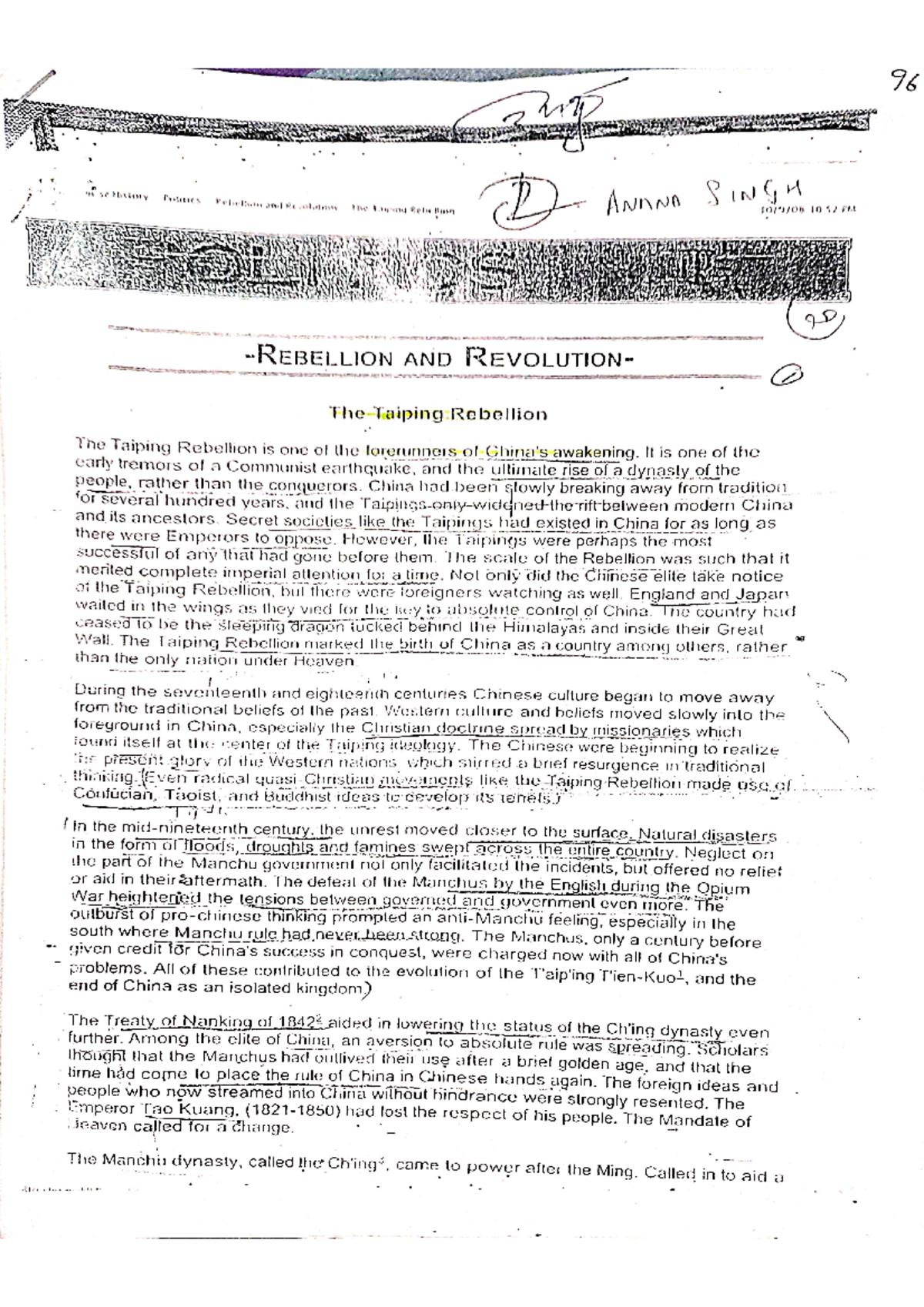 Taiping rebellion HMC - History Of Modern China - 22518 - Studocu