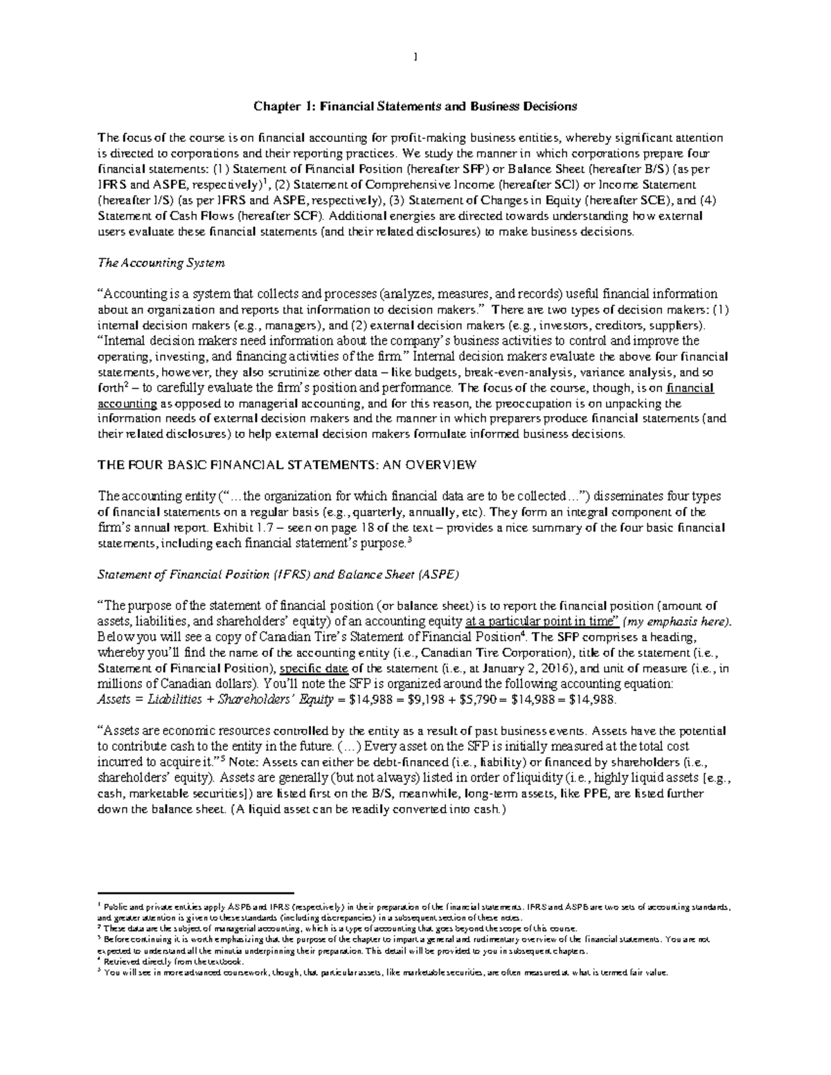 Chapter 1 - Chapter 1: Financial Statements and Business Decisions The ...