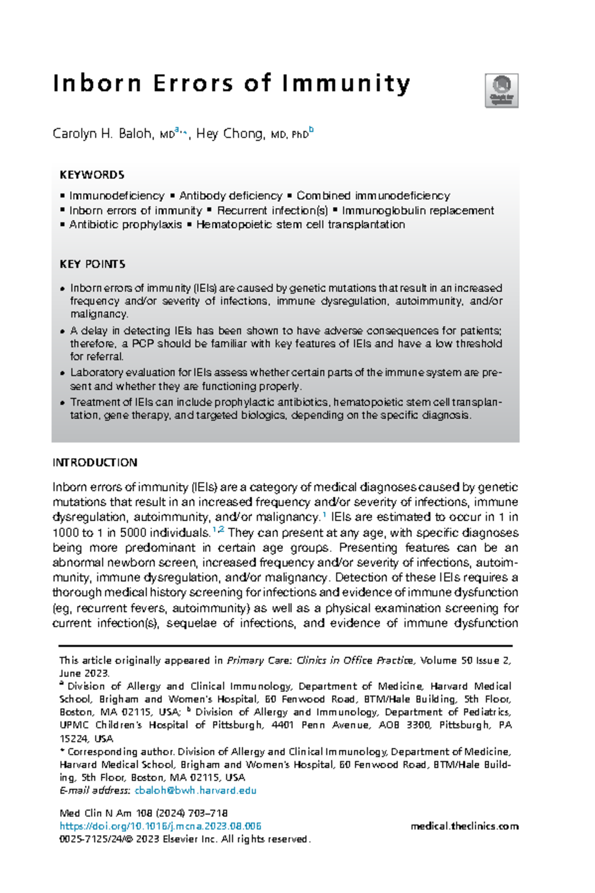 Errors of Immunity-2024 - I n b o r n Er ro r s o f Im m u n i t y ...