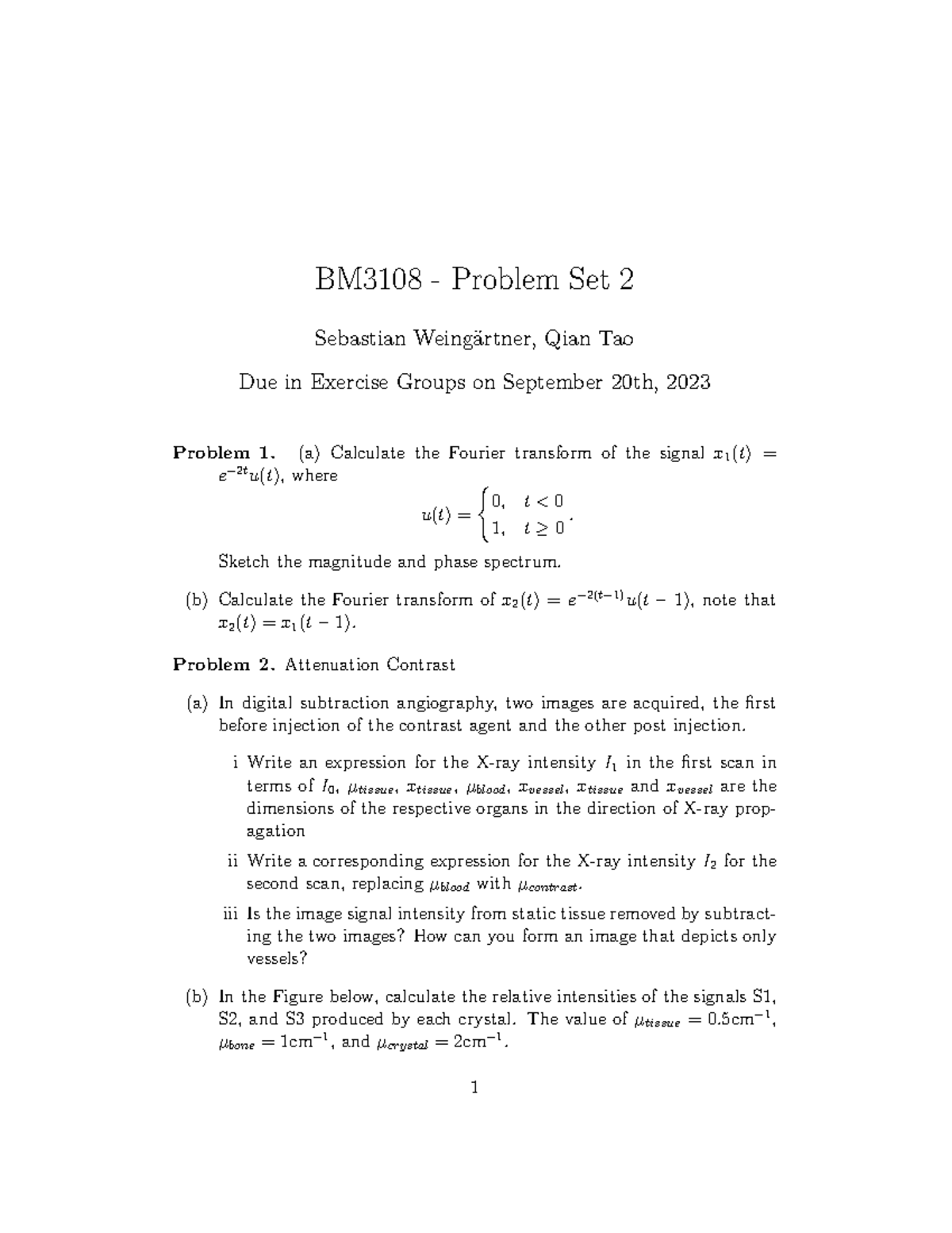 2023 BM3108 Problem Set 02 - BM3108 - Problem Set 2 Sebastian Weing ̈artner, Qian Tao Due in ...