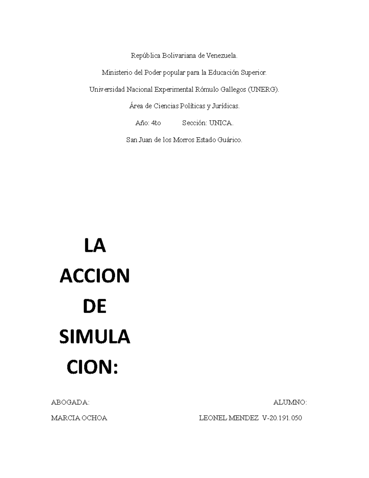 LA Accion POR Simulacion Profesora Marcia Ochoa - Derecho Civil - UNERG ...