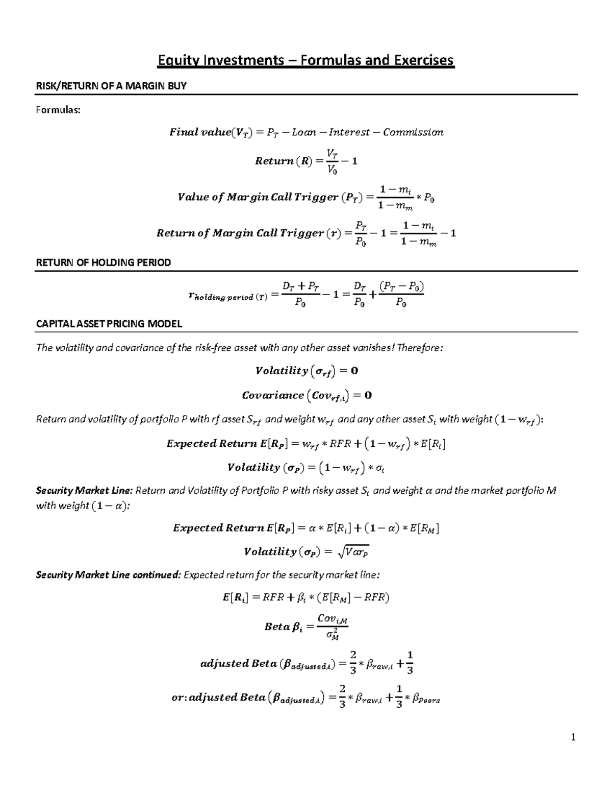 Equity Investment Formulas - Equity Investments – Formulas and ...