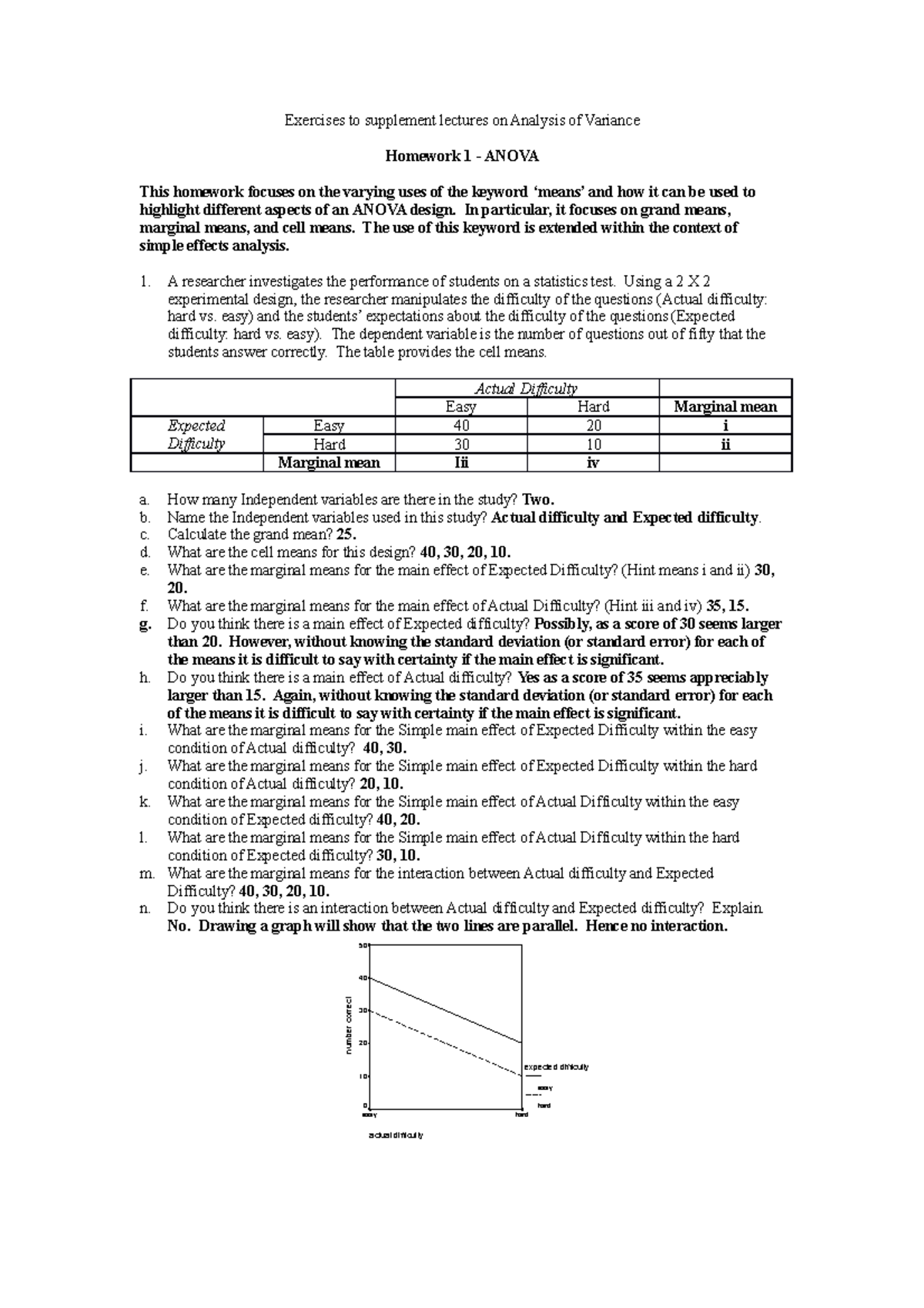 H1 - Anova Answers - Exercises to supplement lectures on Analysis of ...