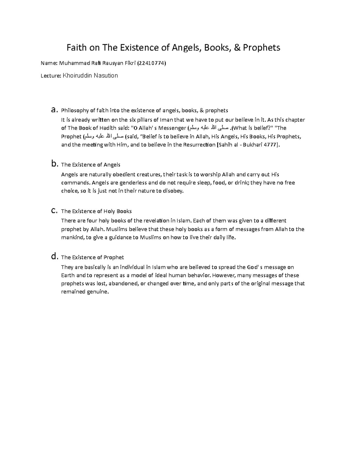 Faith on The Existence of Angels - Philosophy of faith into the ...