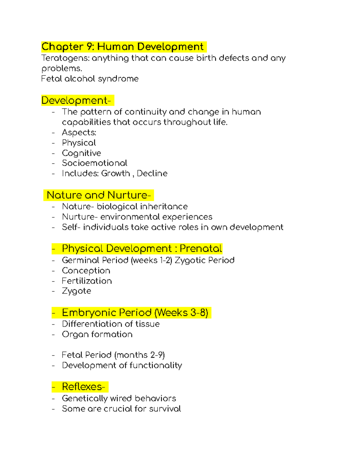 Chap 9 psych - Chapter 9: Human Development Teratogens: anything that ...