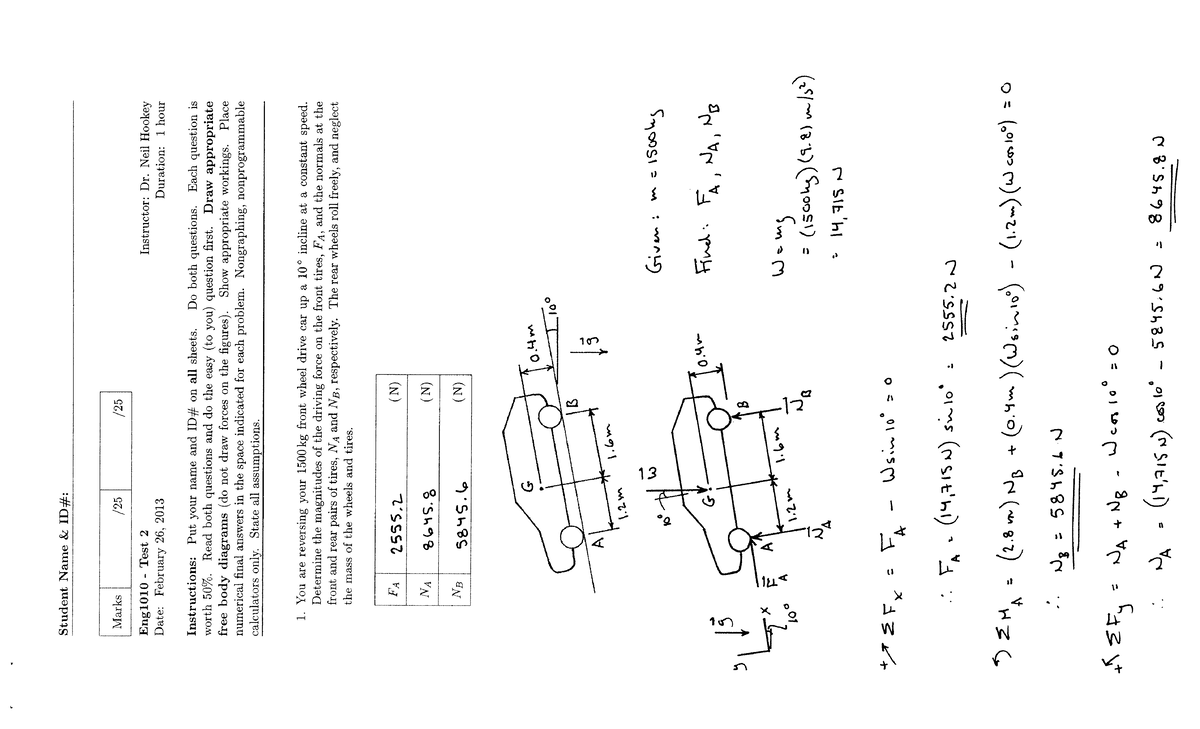 Test 2 Engineering Statics W13 - Quiz; u 7... I .2§ @236 n 41 ouuitu? y ...