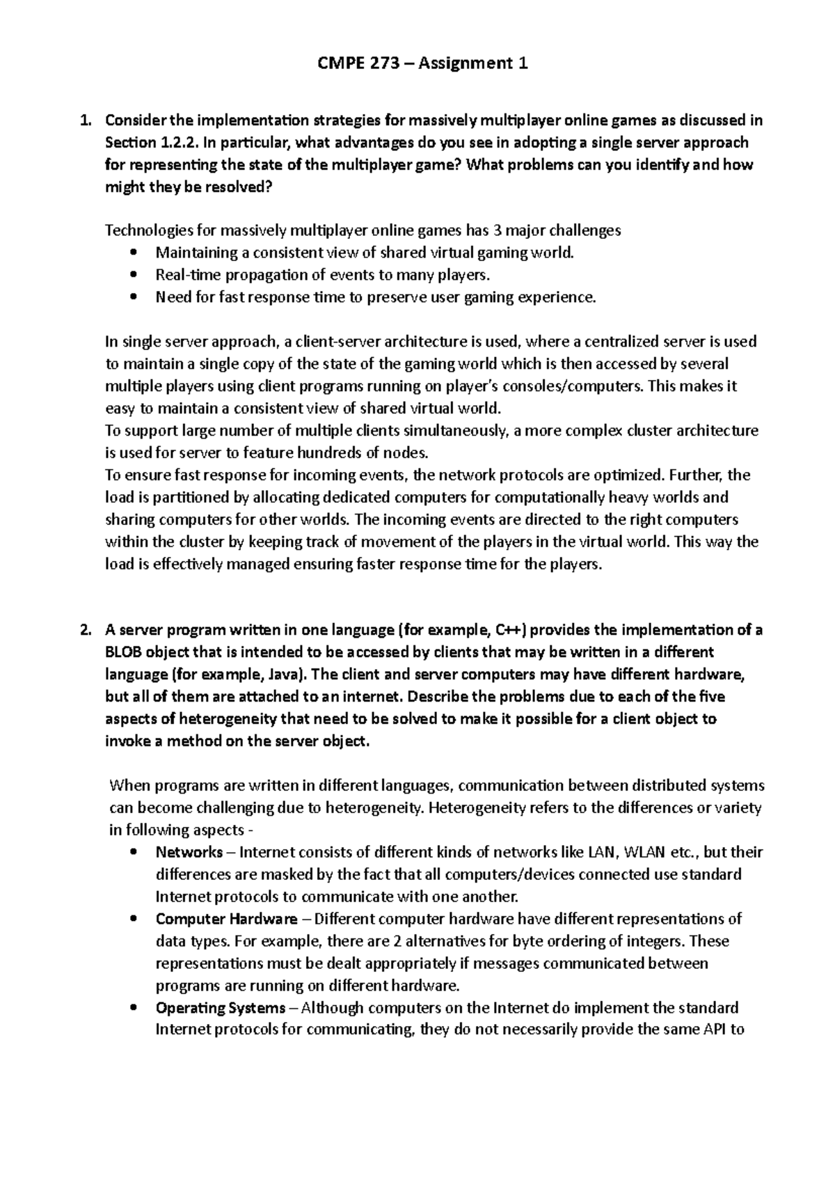 CMPE273 HW1 - Home work 1 - CMPE 273 – Assignment 1 Consider the ...