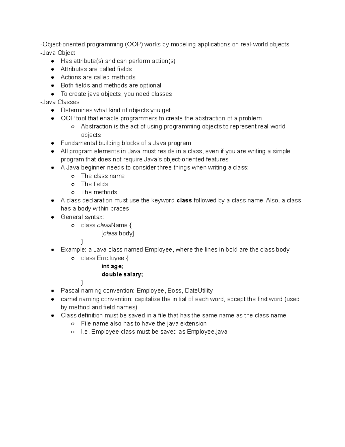 COP2800 Reading notes -Object-oriented programming (OOP) works by ...