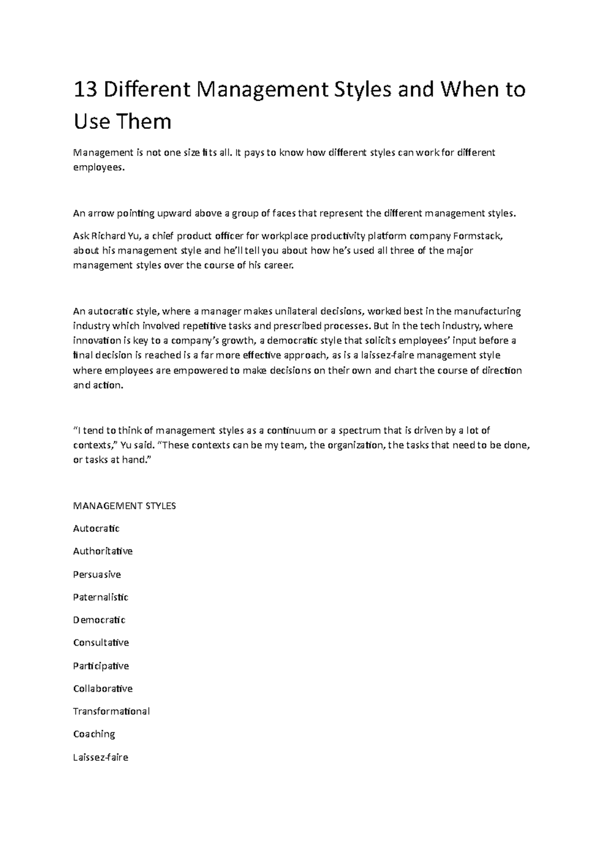 13 Different Management Styles and When to Use Them - 13 Different ...