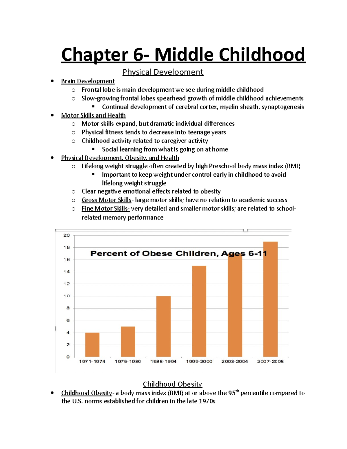 Middle Childhood Physical Development - Studocu