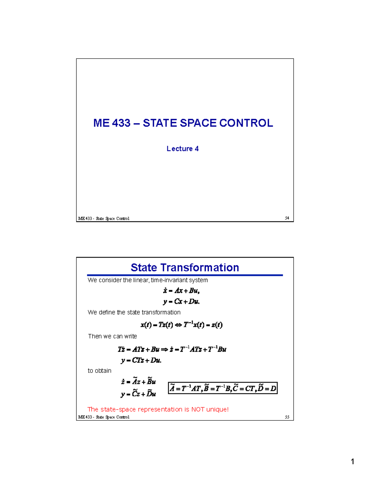 Lecture 04 handout for students - ME 433 - State Space Control 54 ME 433 – STATE SPACE CONTROL ...