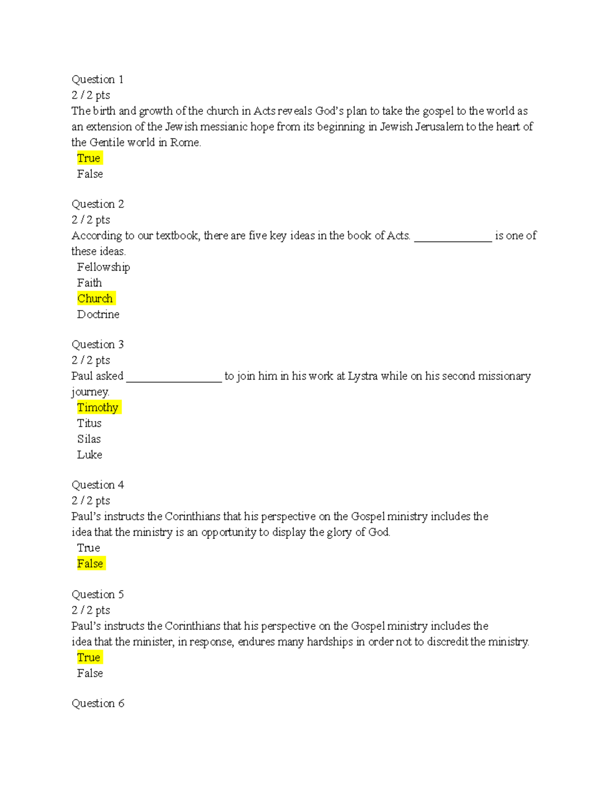 Quiz 3 Attempt 2 - Hulshof - Question 1 2 / 2 pts The birth and growth ...
