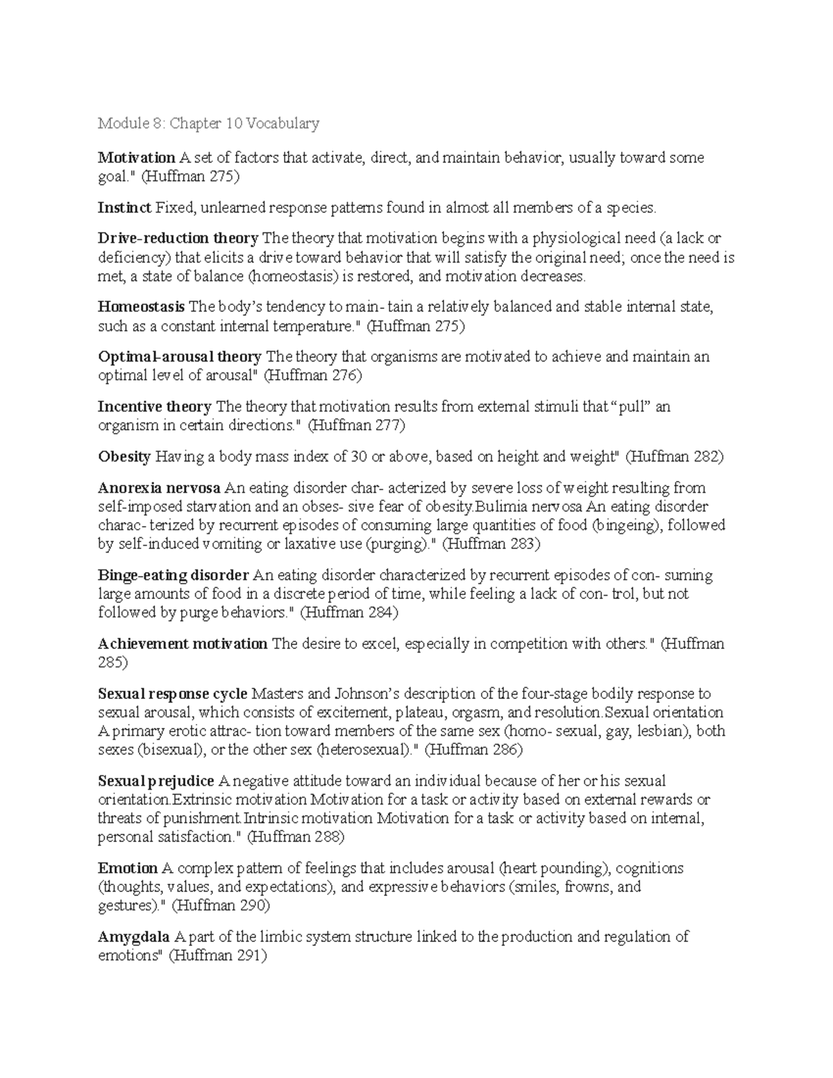 Ch 10 vocab - Module 8: Chapter 10 Vocabulary Motivation A set of ...