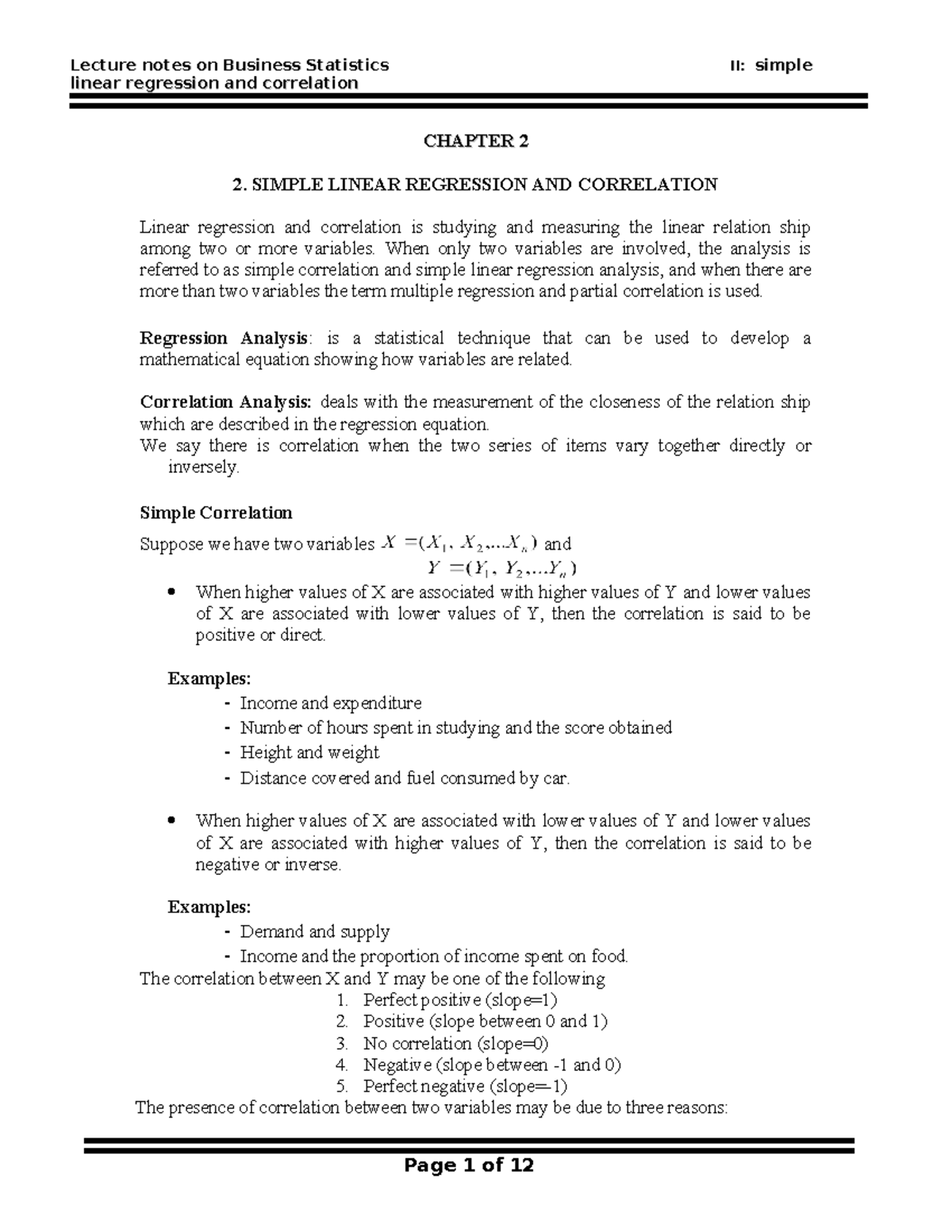 Wiz8 - good - linear regression and correlation linear regression and correlation CHAPTER 2 ...
