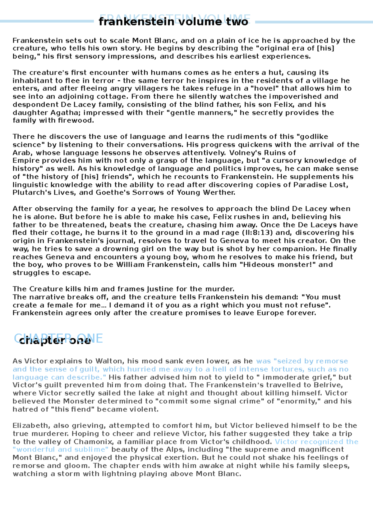 Frankenstein Volume 2 - Frankenstein sets out to scale Mont Blanc, and ...