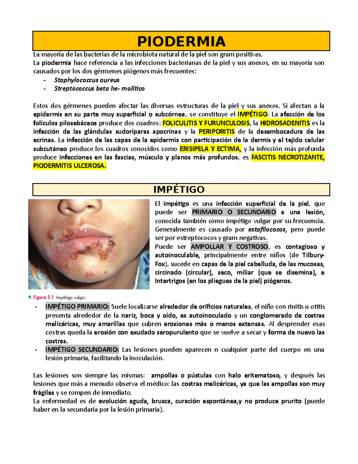 Piodermia - Apunte - PIODERMIA La mayoría de las bacterias de la ...