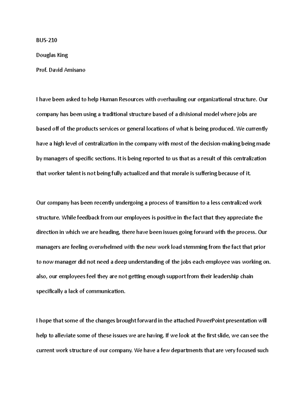 BUS-210 Assignment 6 - 100 - BUS- Douglas King Prof. David Amisano I ...