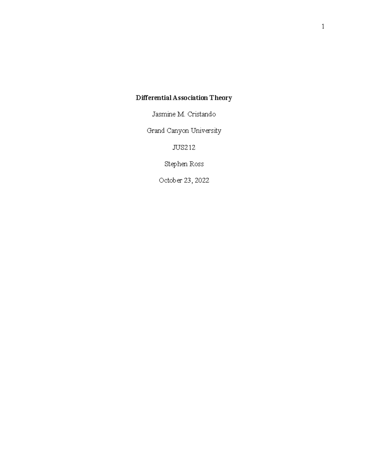 Week 3 - essay - Differential Association Theory Jasmine M. Cristando ...
