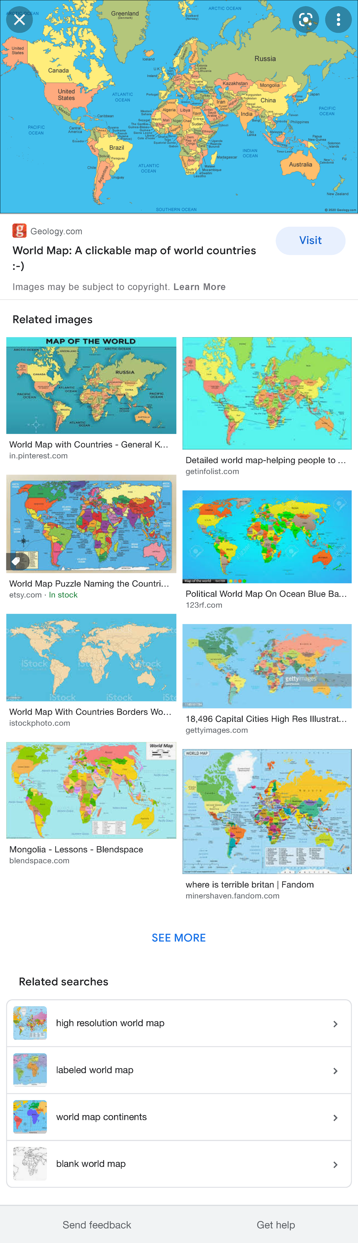 World map - Google Search - Geology World Map: A clickable map of world ...