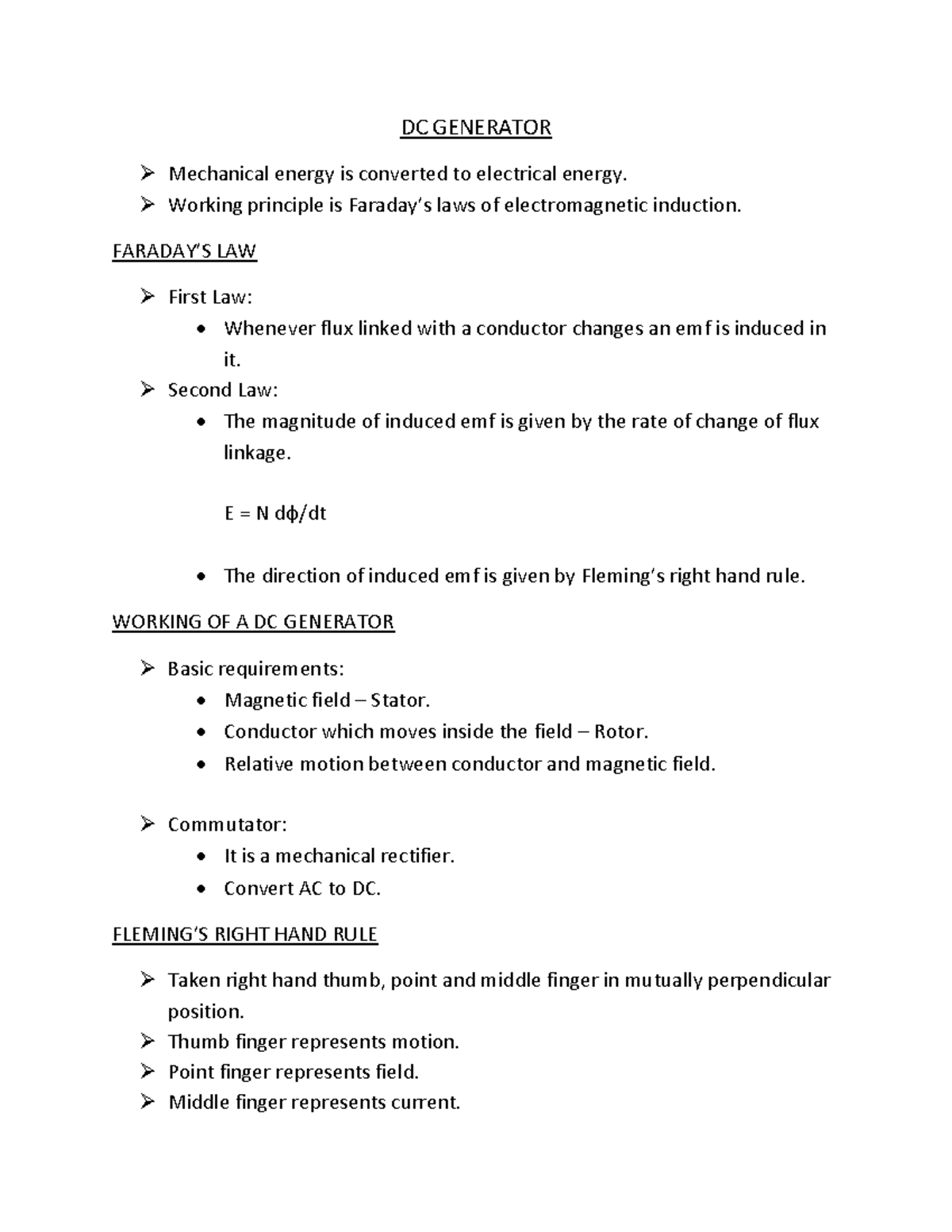 DC Generator - Lecture notes - DC GENERATOR Mechanical energy is ...