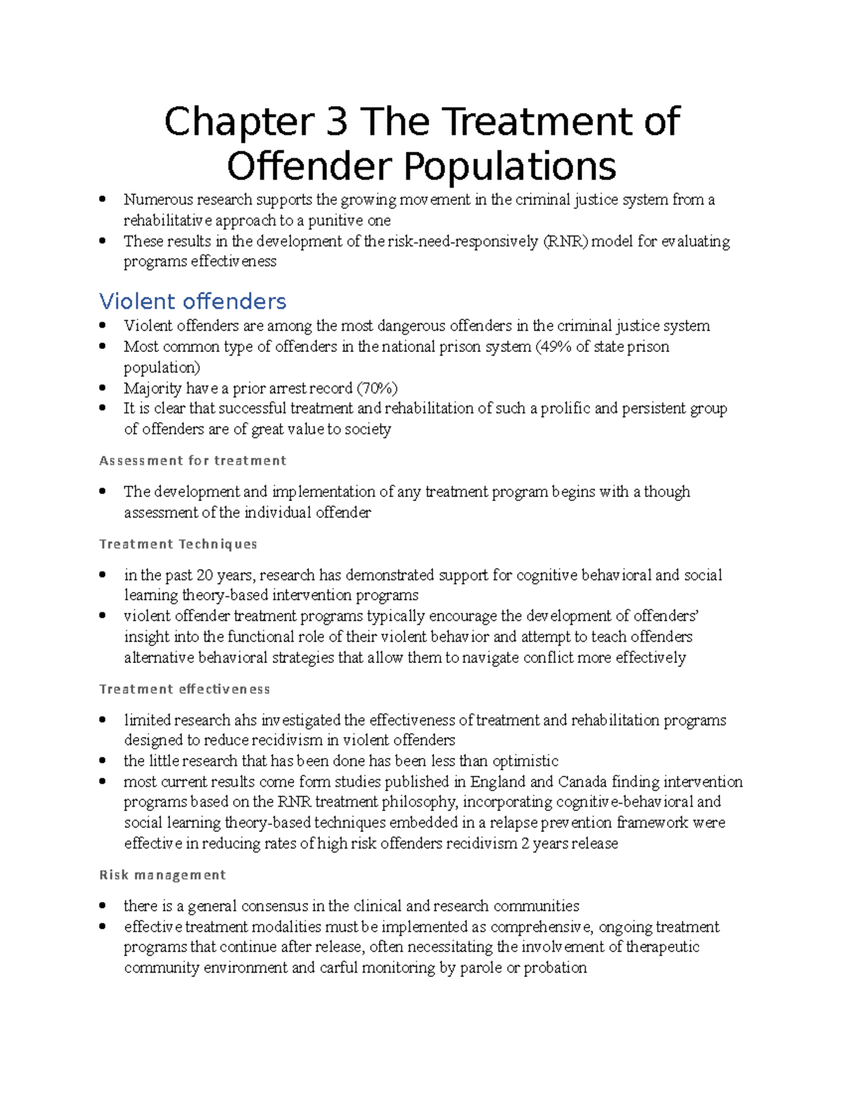 Chapter 3 The Treatment of Offender Populations - By focusing on the ...