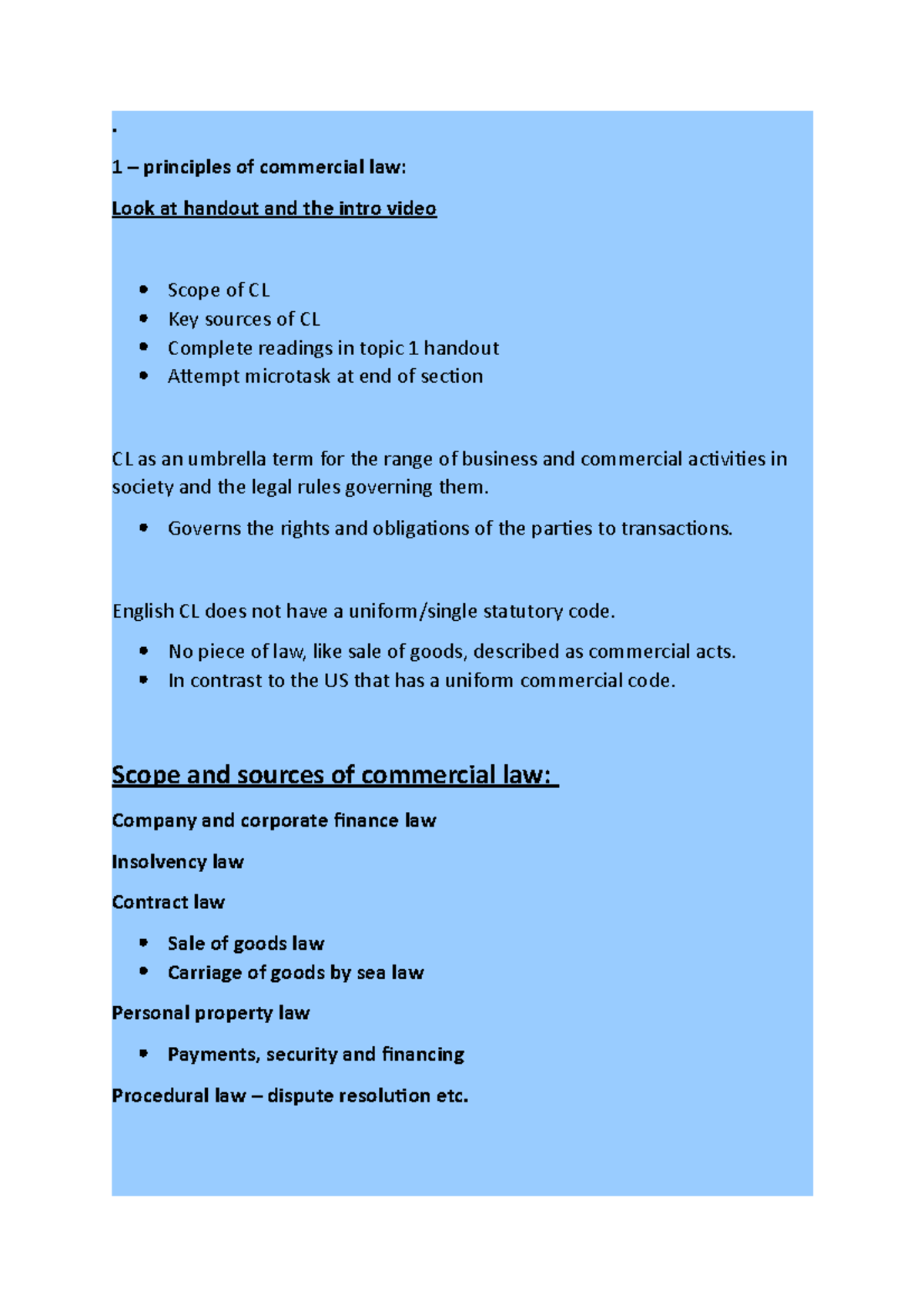 Introductory principles of commercial law module - . 1 – principles of ...