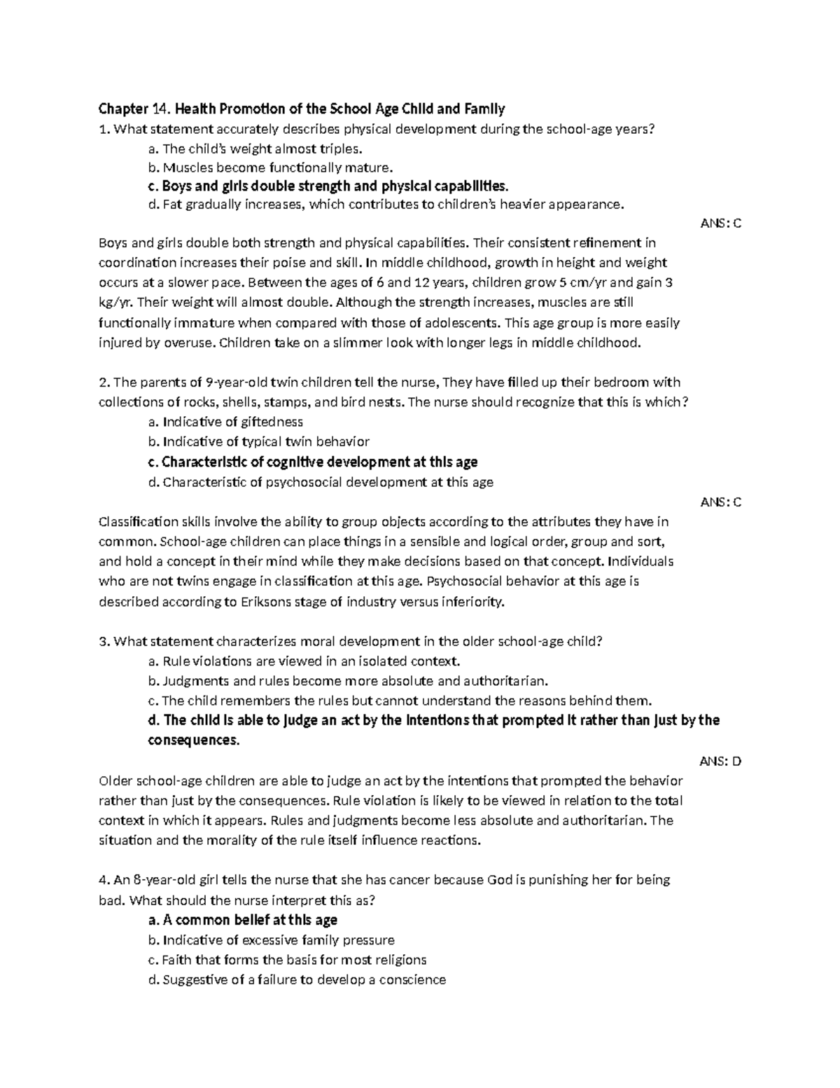 Week 5 study guide (unit 4 and final) - Chapter 14. Health Promotion of ...