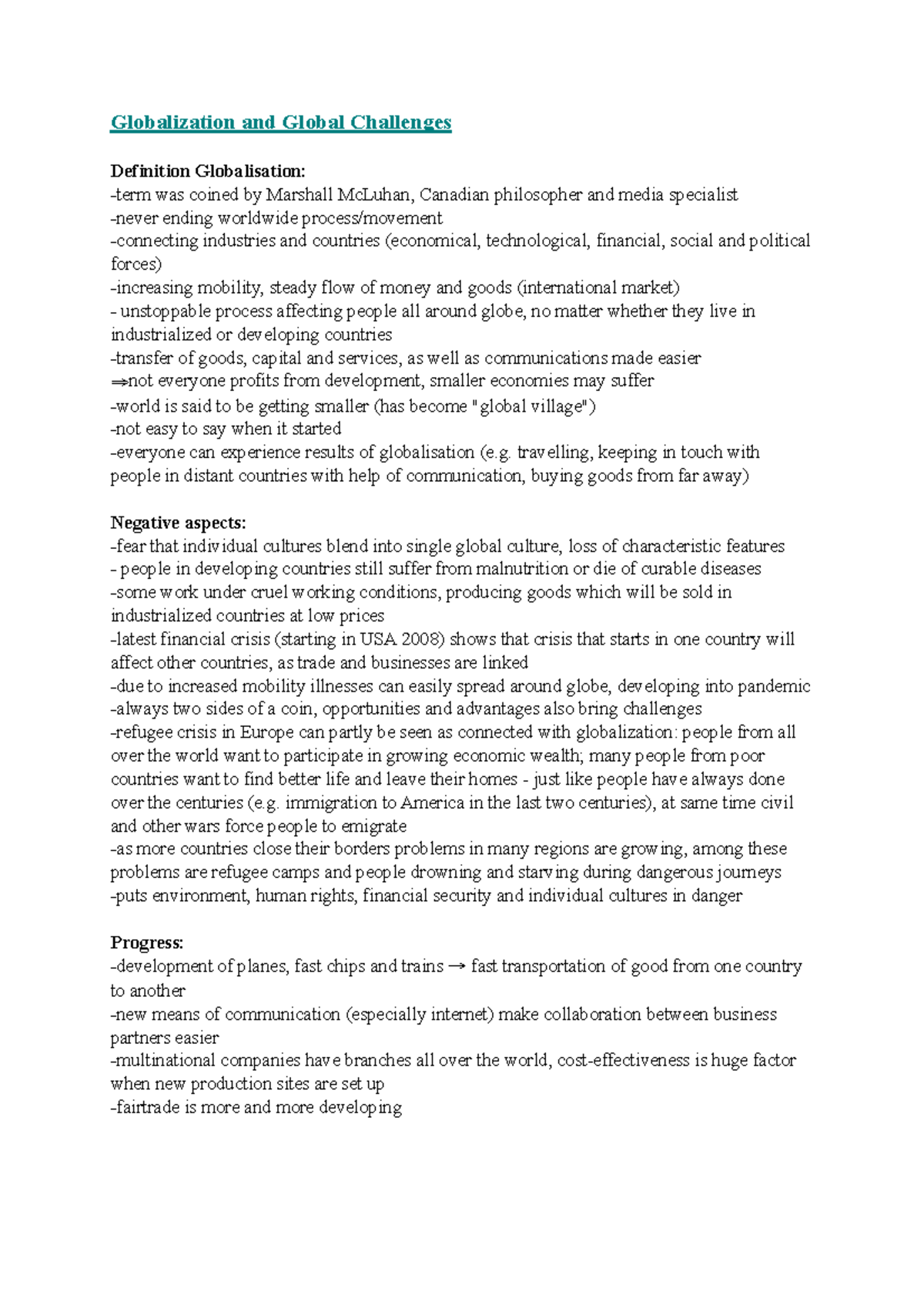 Globalization and Global Challenges - Globalization and Global ...