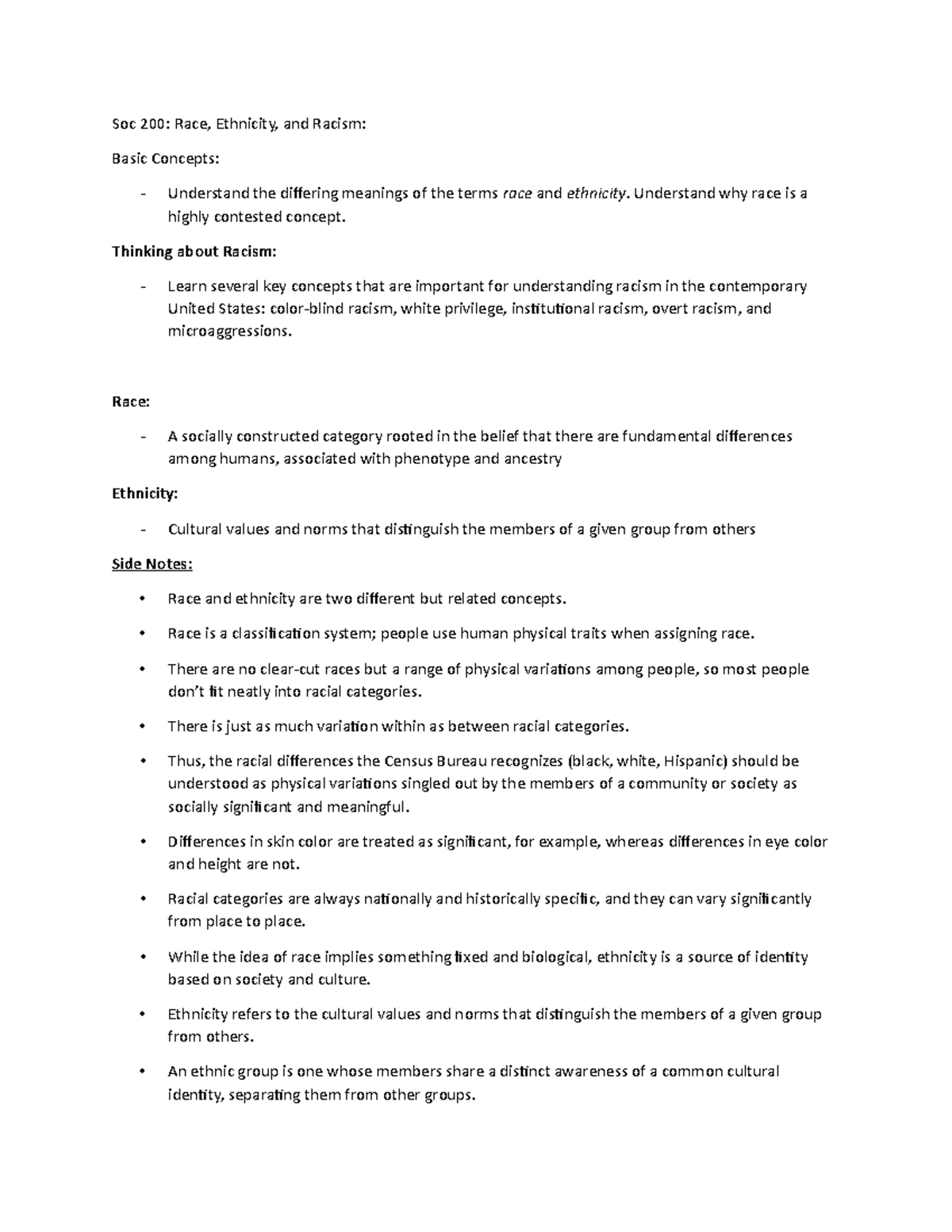 Soc 200 notes Chapter 11 Race, Ethnicity, and Racism - Soc 200: Race ...