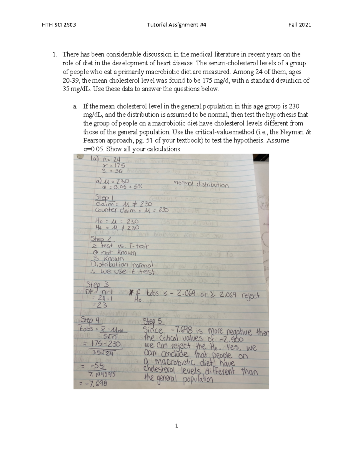 Hthsci 2S03 - Tutorial 4 - Hth Sci 2S03 - McMaster - Studocu