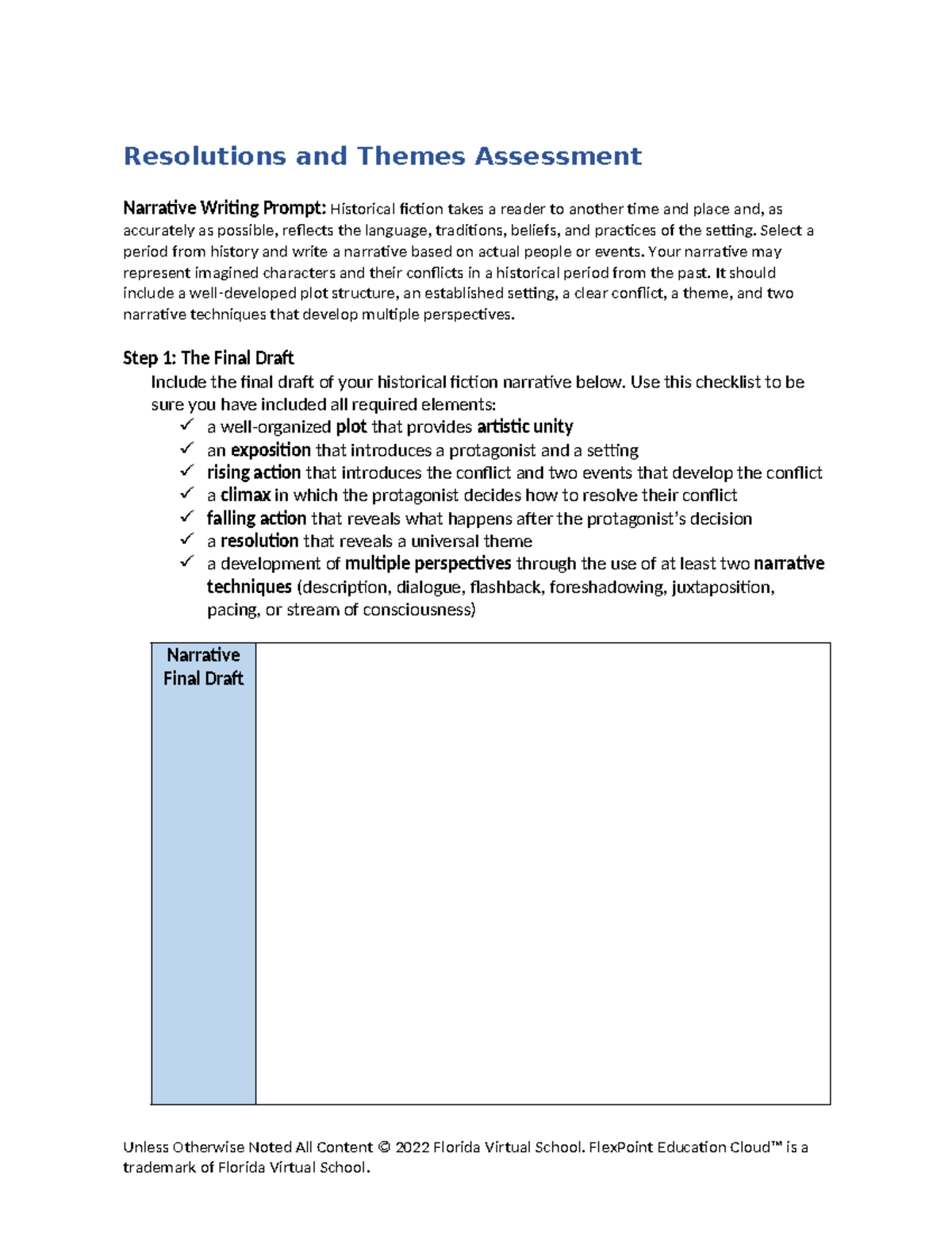Resolutions and themes assess rubric - Resolutions and Themes ...