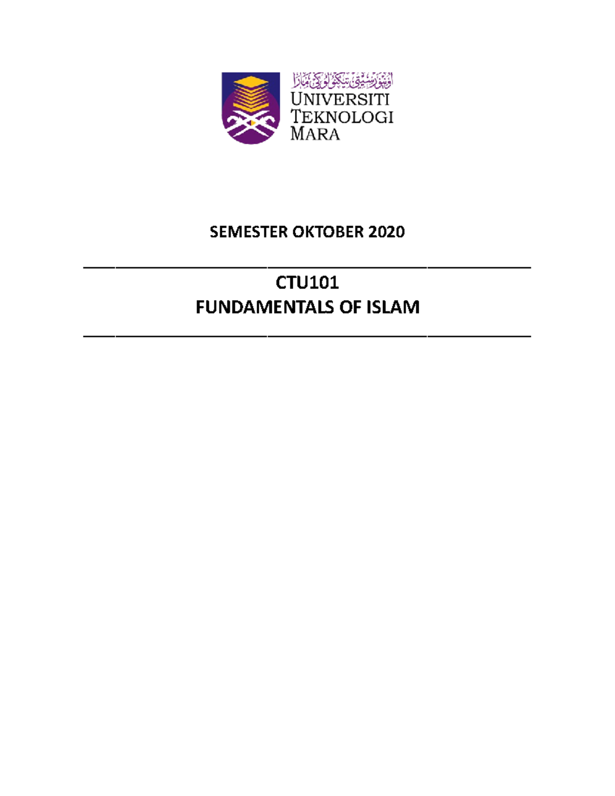 Ctu101 individu - real assignment - SEMESTER OKTOBER 2020 - Studocu