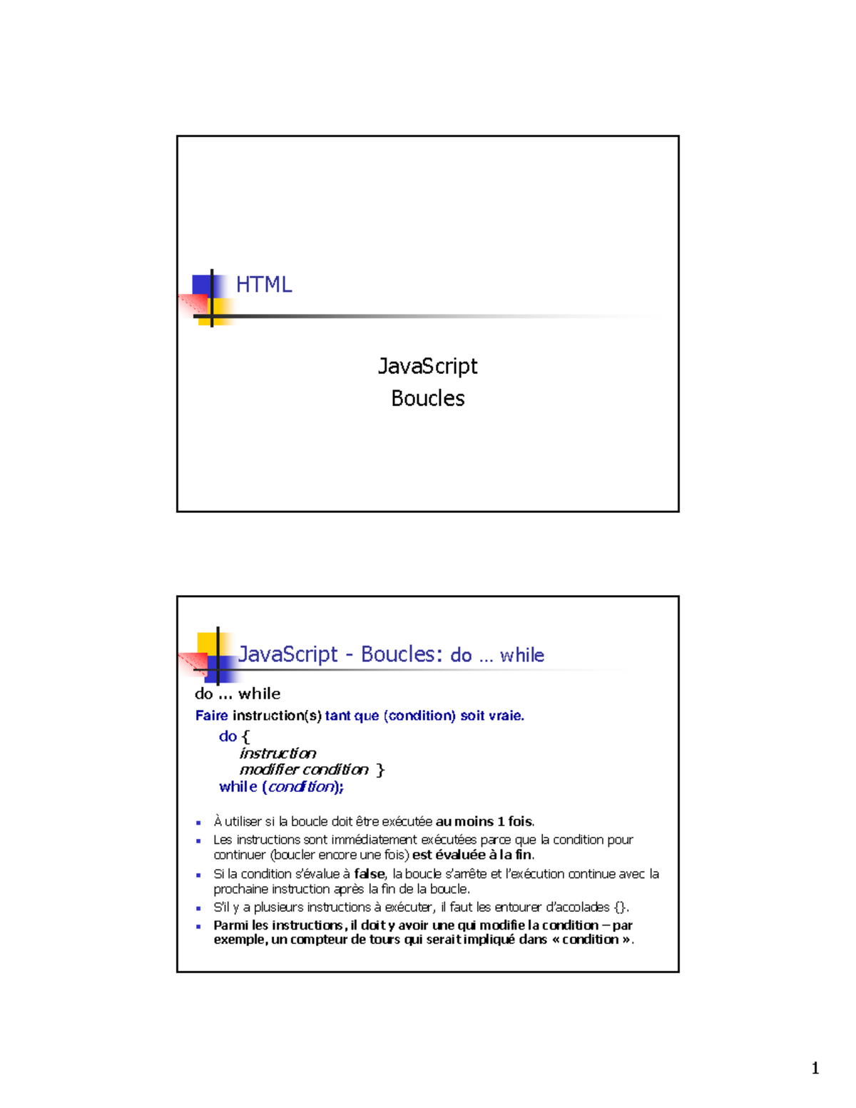 Js 5 Boucles Ift1144 Html Javascript Boucles Javascript Boucles Do