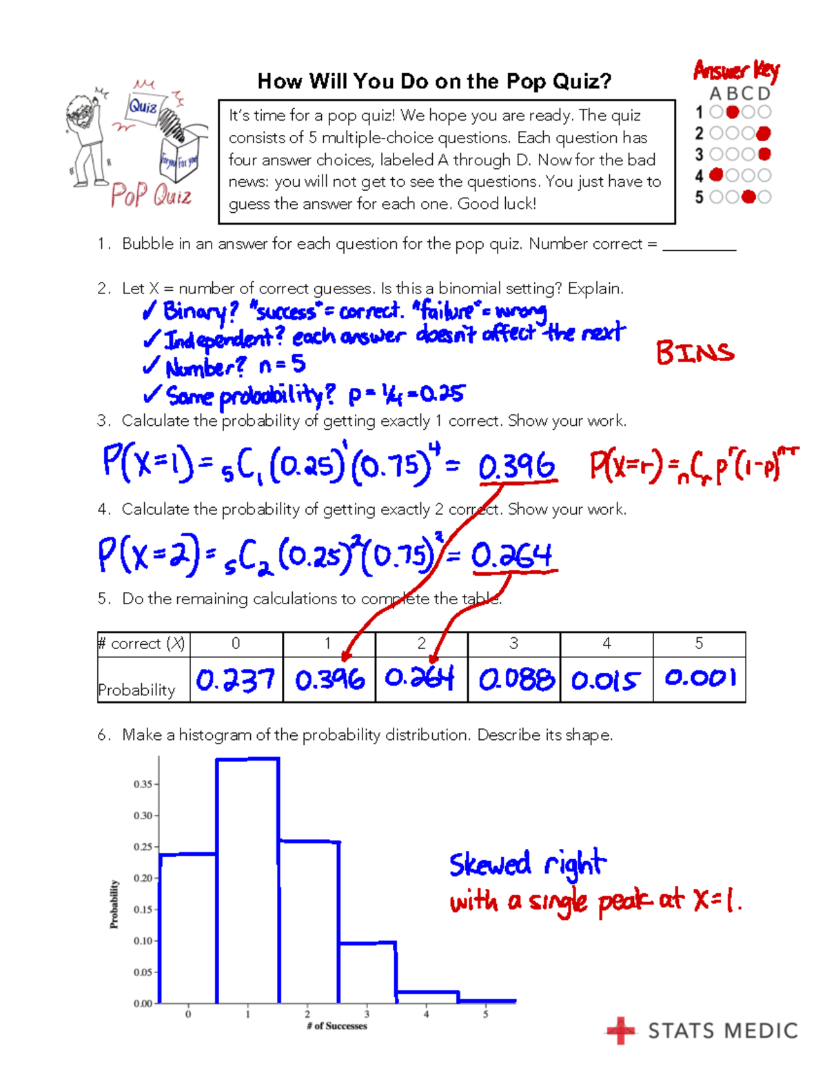 Lesson 6 - Meow - How Will You Do on the Pop Quiz? Bubble in an answer ...