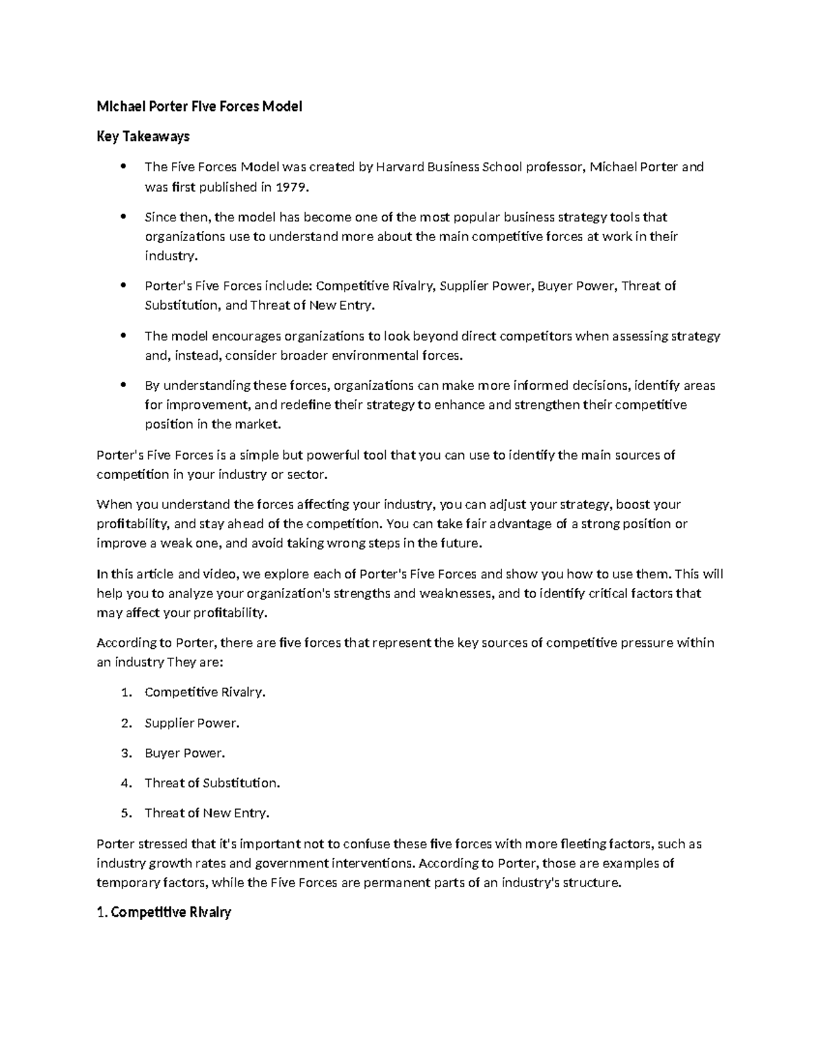 Michael Porter Five Forces Model - Since then, the model has become one ...